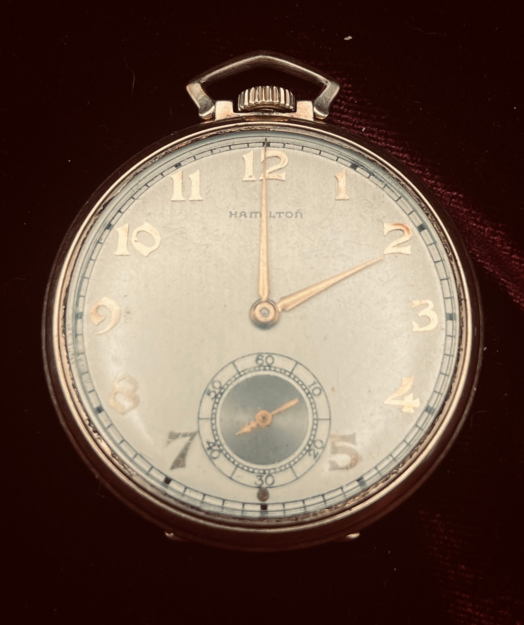 Hamilton Watch Co Pocket Watch With Wadsworth 14K Gold Filled Case ...