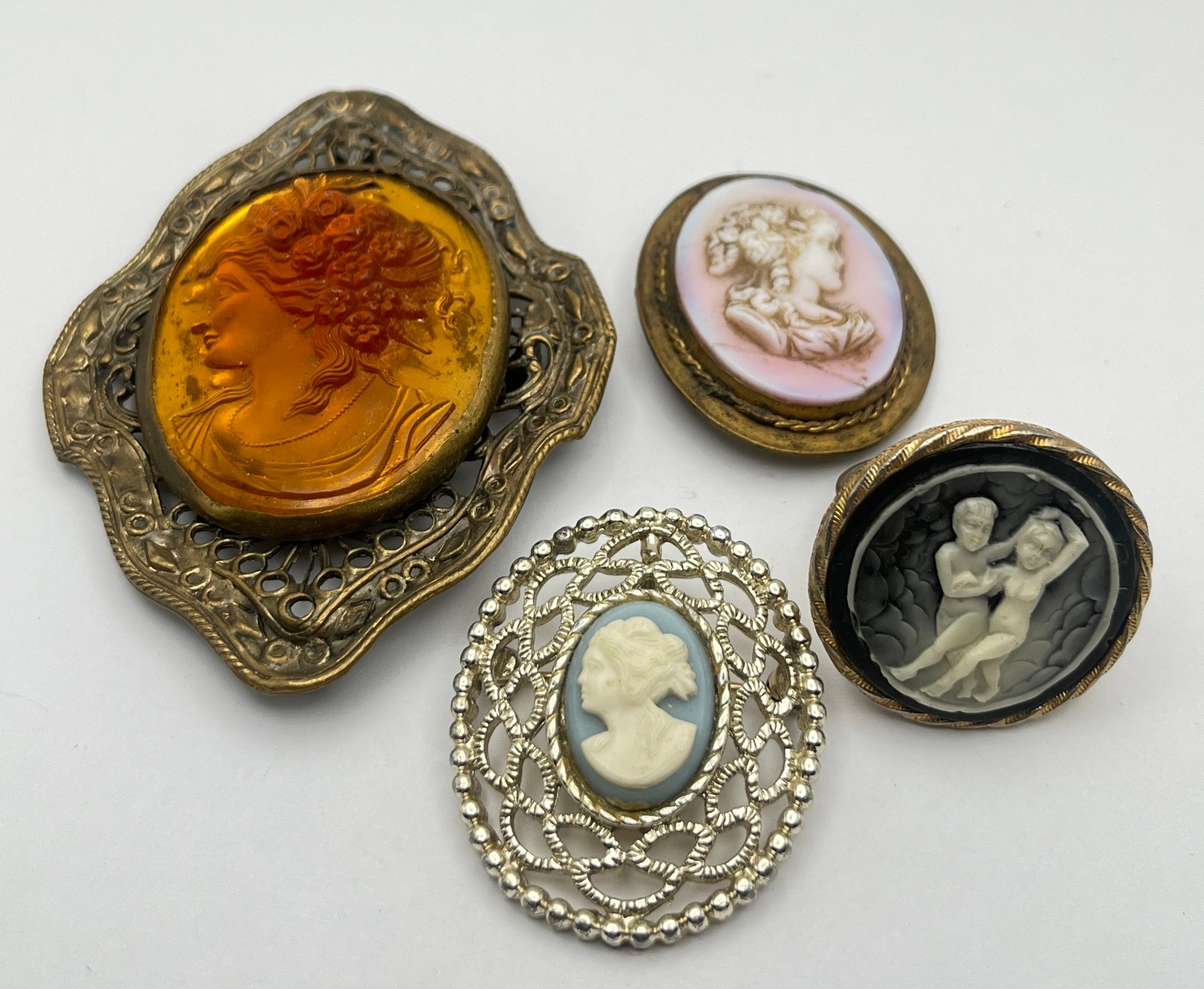 Four (4) Vintage Cameos In Various Types And Designs #202704 ...