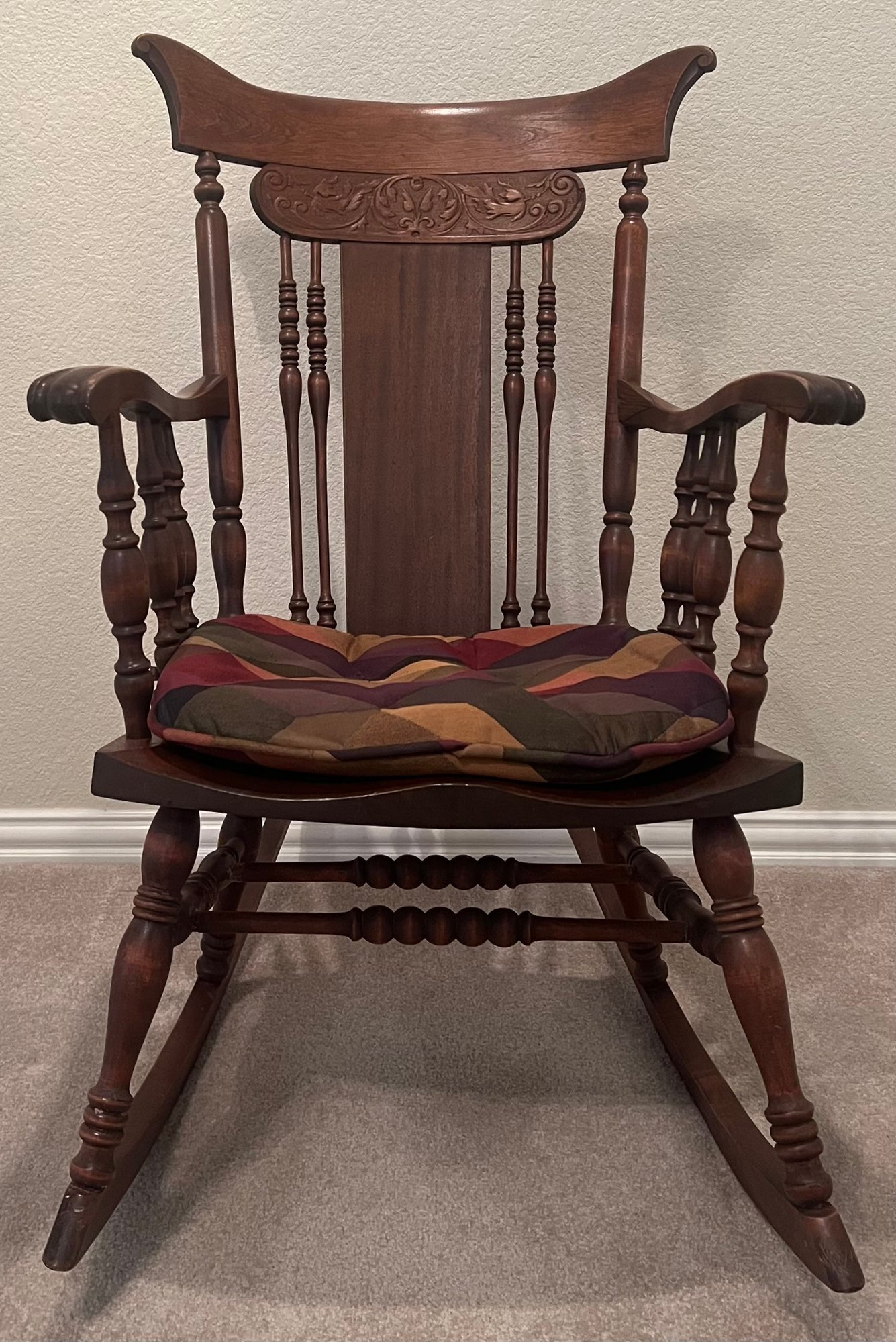 Vintage Wood Engraved Rocking Chair #226889 | Auctionninja.com