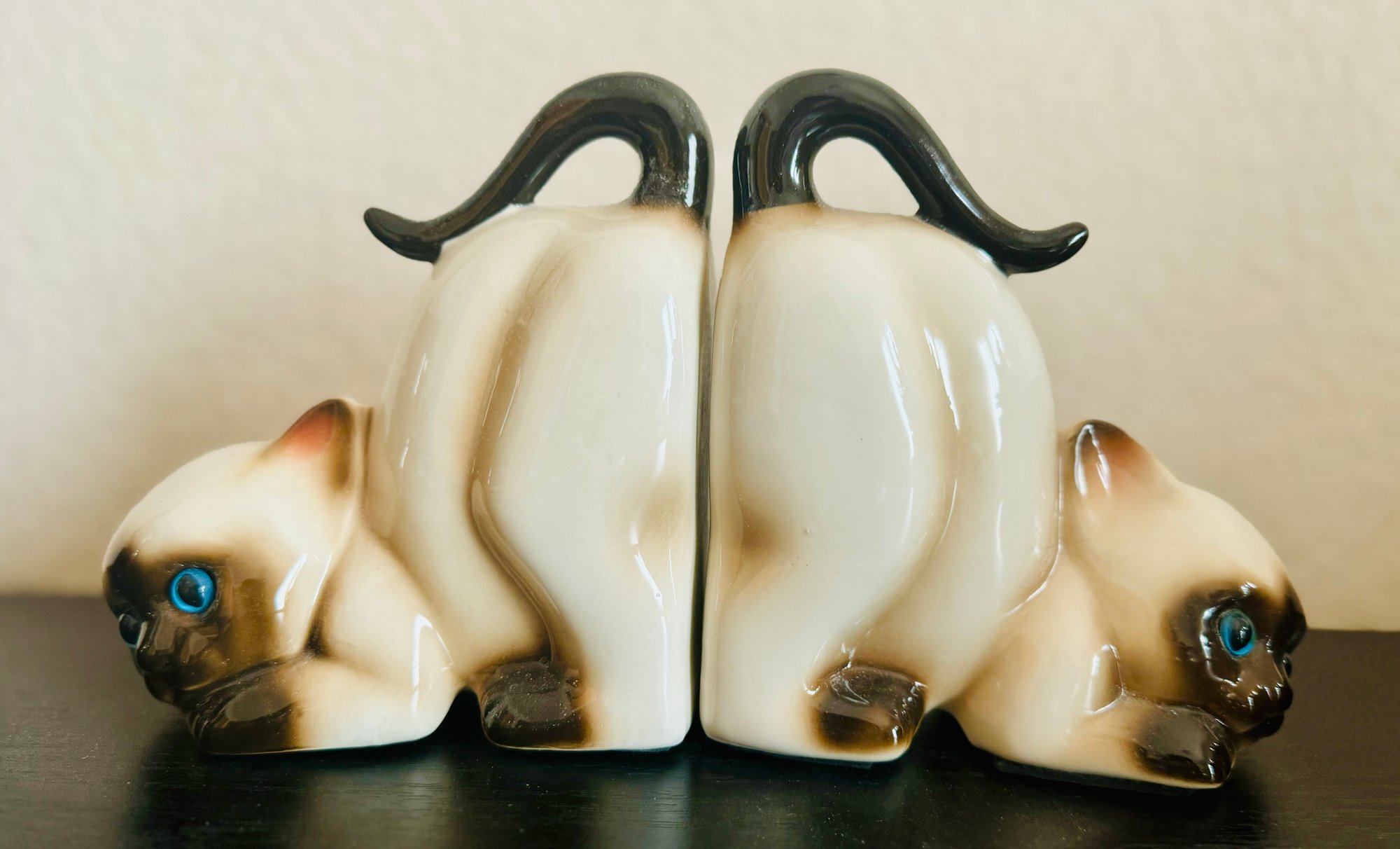 Vintage Lefton Porcelain Siamese Cat Figurine Bookends #206428 ...