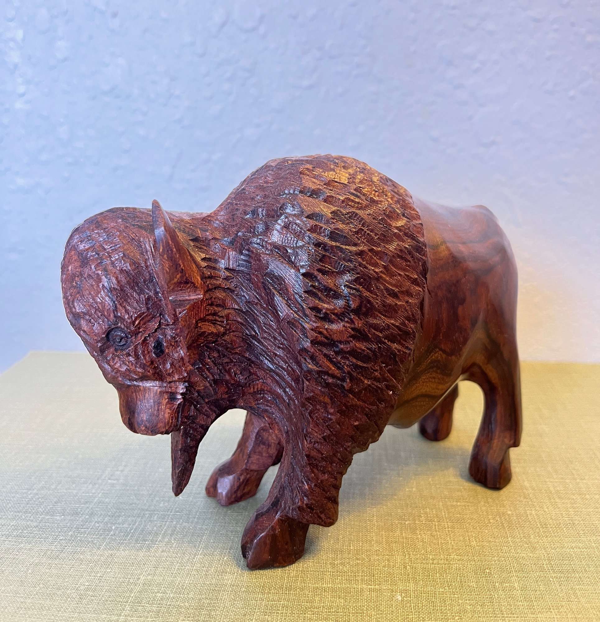 Carved Wooden Bison Sculpture #203516 | Auctionninja.com