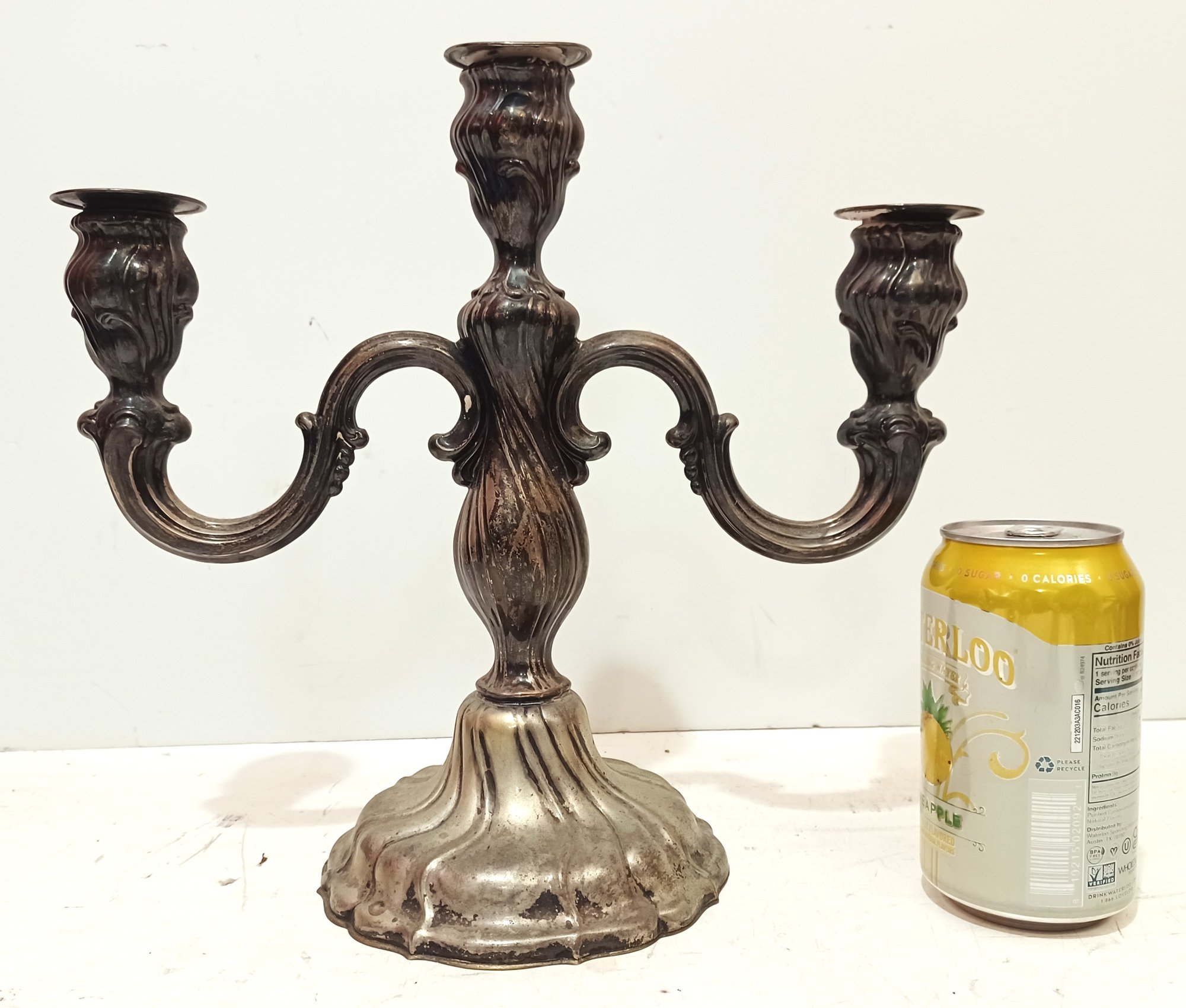 Antique European Silver 835 Hallmark 3-Arm Candelabra Candlestick 620 ...