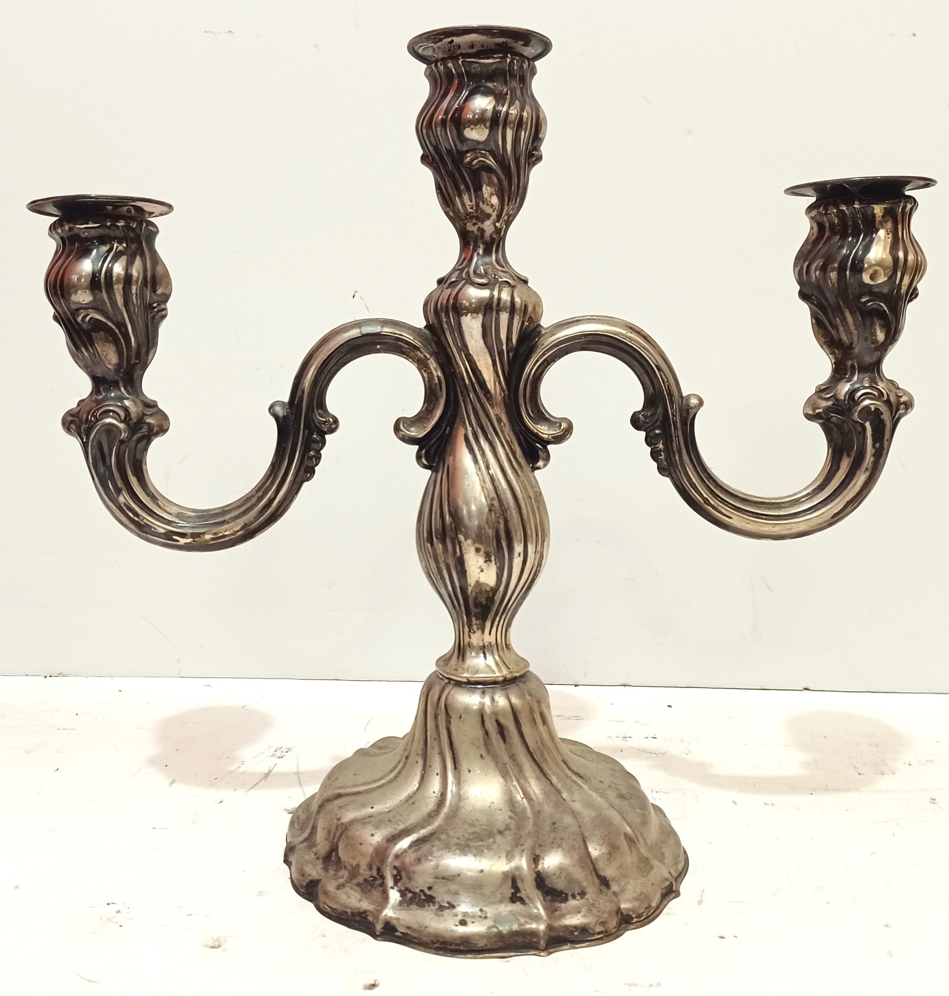 Antique European Silver 835 Hallmark 3-Arm Candelabra Candlestick 620 ...