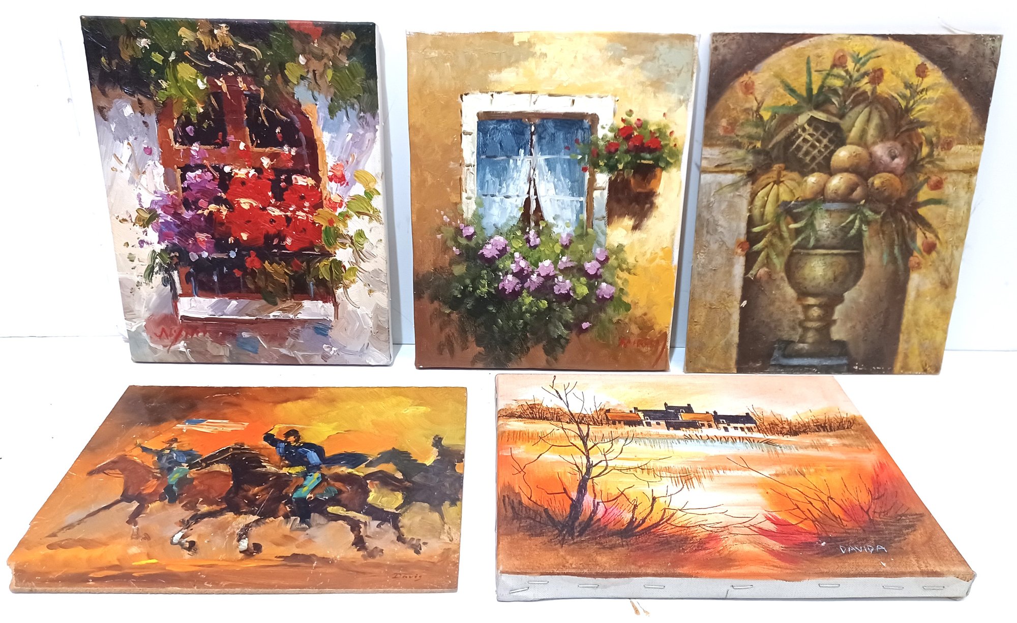 Five (5) Original Signed 8 X 10 Assorted Artworks Impressionist Windows ...
