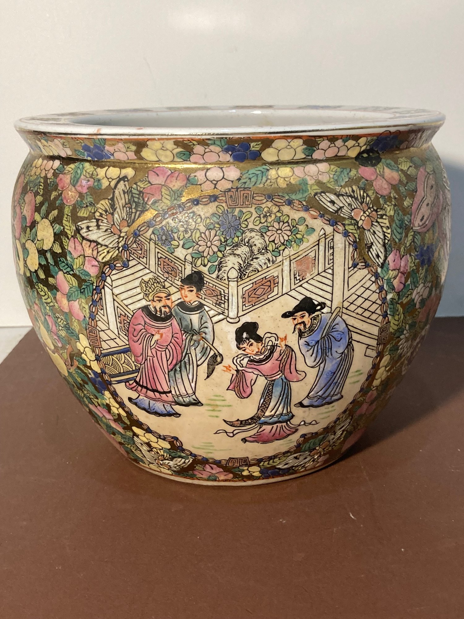 Decorative Chinese Ceramic Famille Rose Painted Catch Pot Signed ...