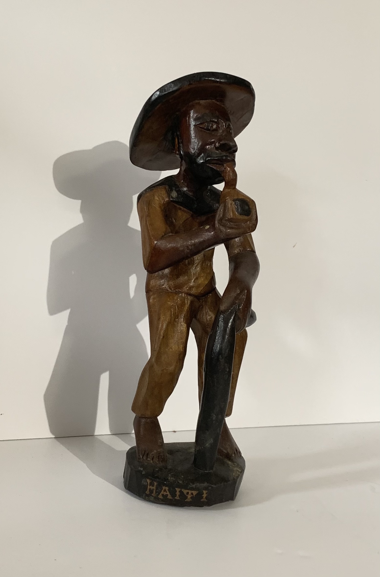 Haitian Man Smoking Tobacco Pipe Hand Carved Wood Statue #1110 ...