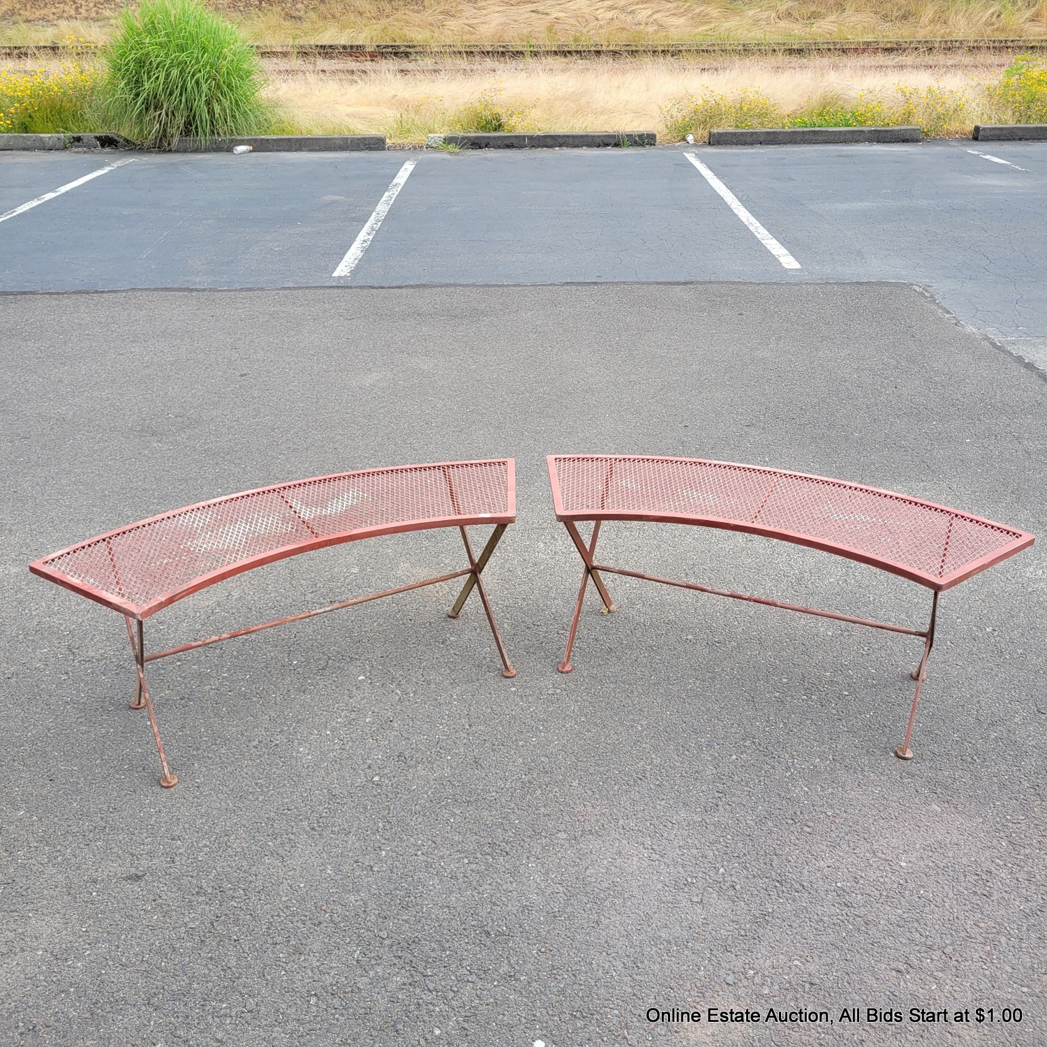 Two Steel Outdoor Curved Benches (LOCAL PICKUP ONLY) #26206 ...