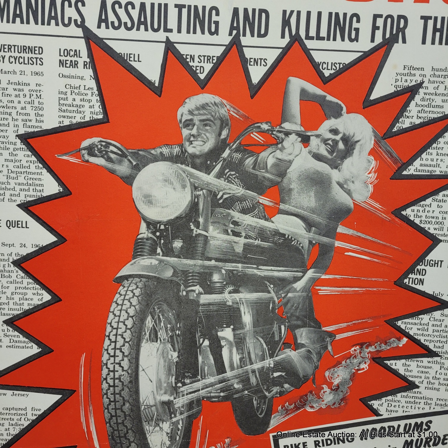 Vintage Movie Poster, Motorpsycho, 1965, Linen Backed 27" X 41" #31613 ...