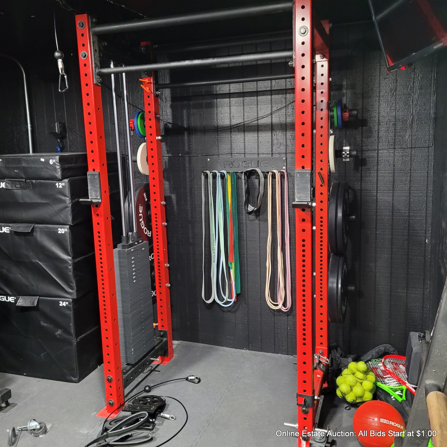 Rogue Squat Rack With 2 Olympic Bars & Weights Currently Disassembled ...