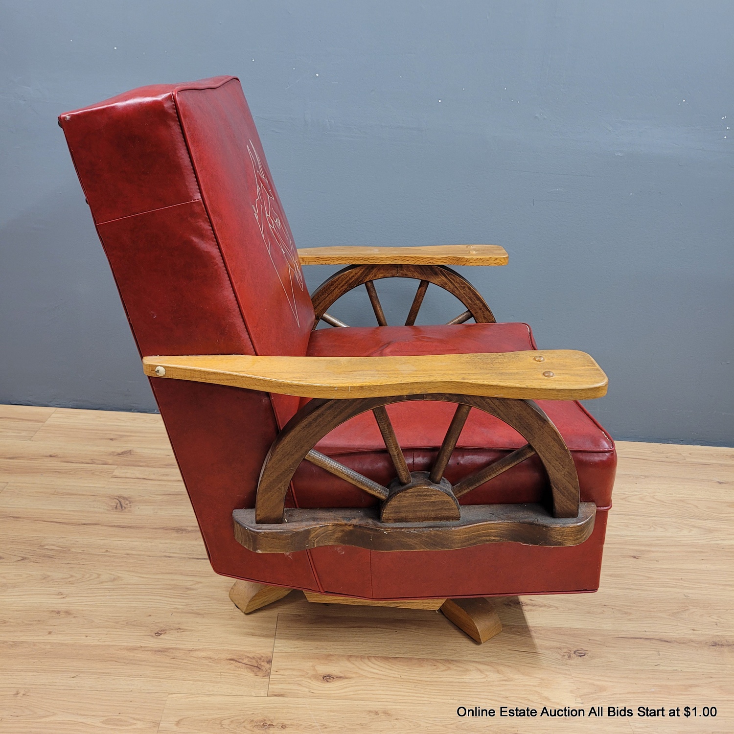 Wagon Wheel Rocking Chair With Horse Head Detail (LOCAL PICKUP ONLY ...
