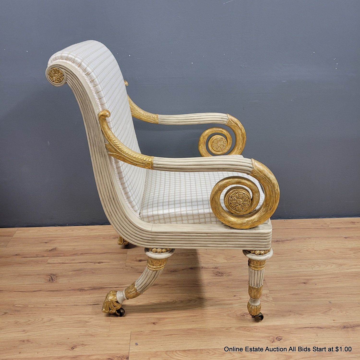 Regency Scrolling Armchair With Upholstered Seat (LOCAL PICK UP ONLY ...