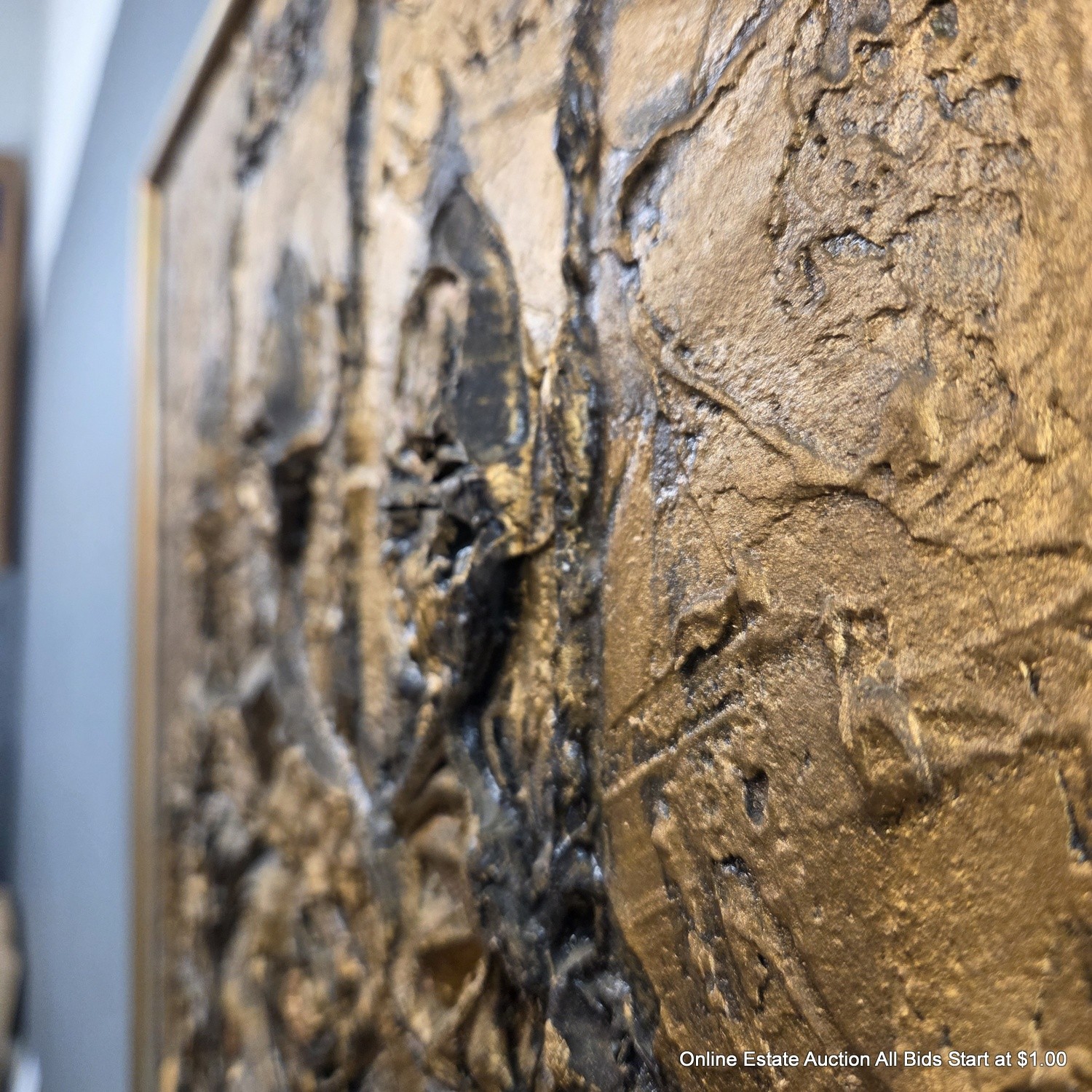 Unsigned High Relief Painting On Board Of Three Soldiers In 31.25" X 25 ...