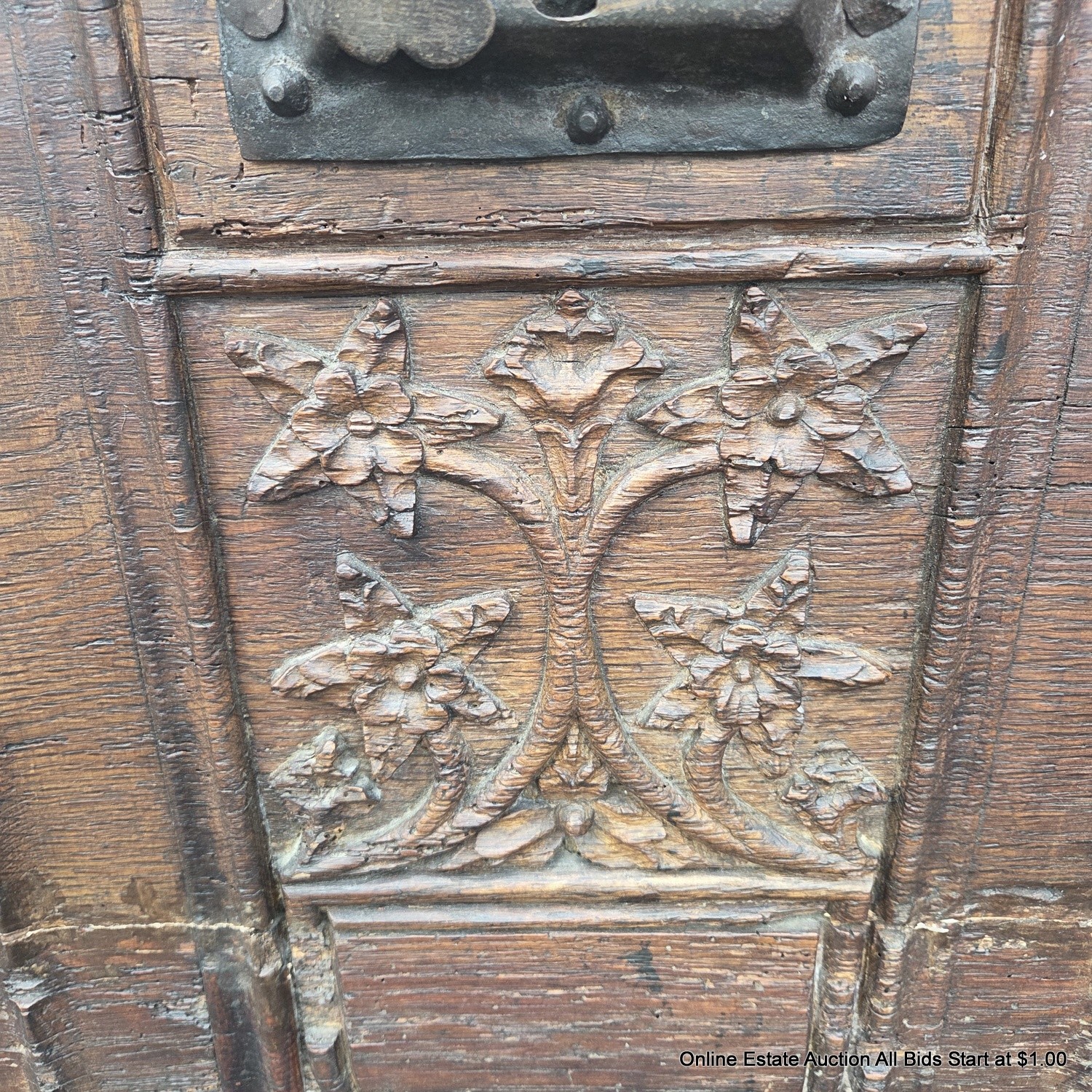 18th Century Oak Coffer With Iron Base And Hardware(LOCAL PICK UP ONLY ...