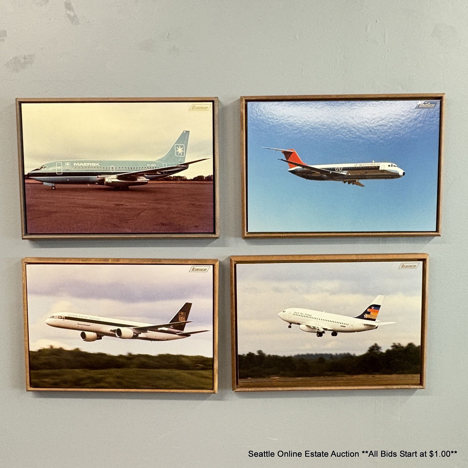 Vintage 4-Piece Commercial Airplane Photograph 12" X 17" Framed Wall ...