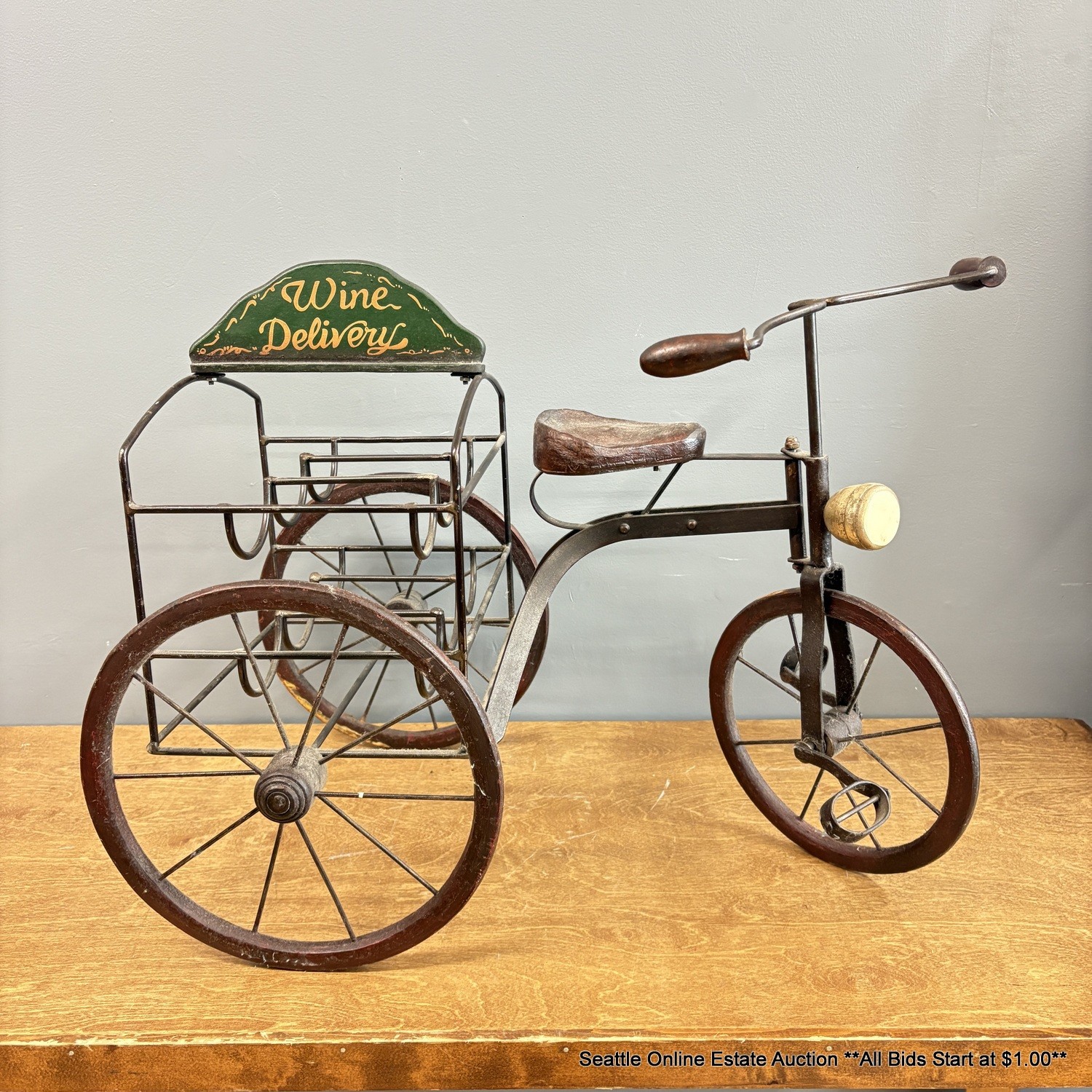Patinated Iron Wine Delivery Tricycle Wine Rack (LOCAL PICK UP ONLY ...