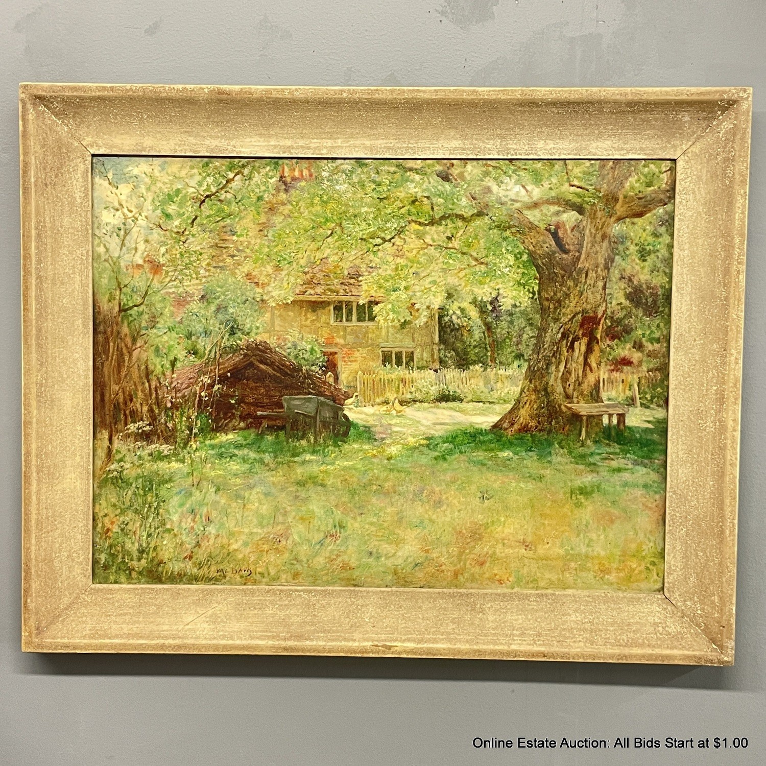 Signed Val Davis (1854-1930) Oil Painting Titled The Millers Home ...