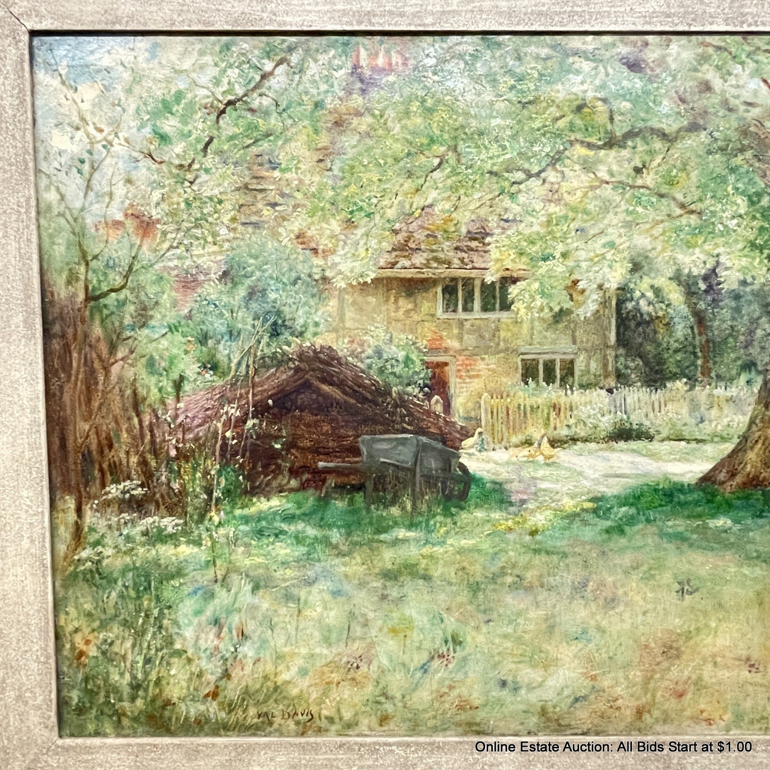 Signed Val Davis (1854-1930) Oil Painting Titled The Millers Home ...