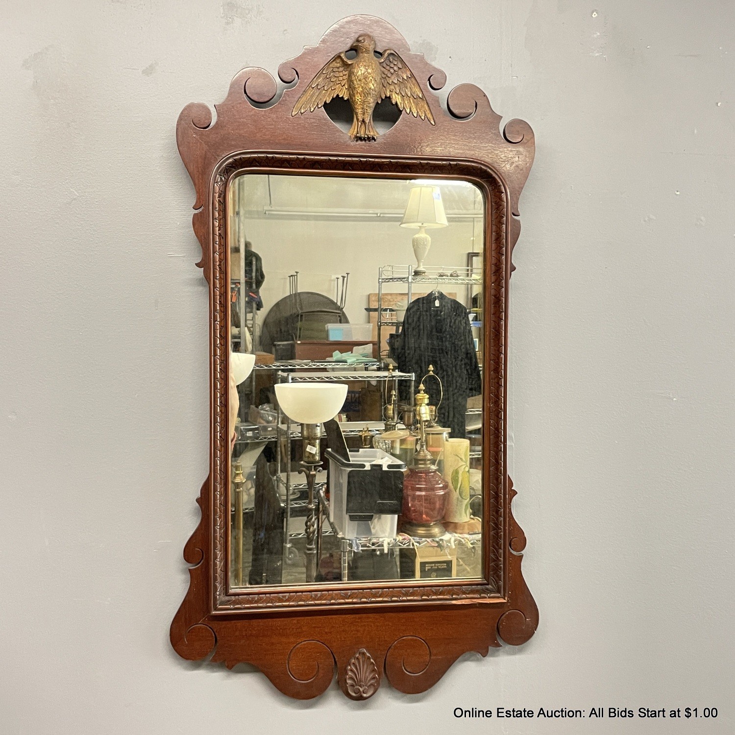 Early 20th Century Federal Eagle Chippendale Wall Mirror (LOCAL PICKUP ...