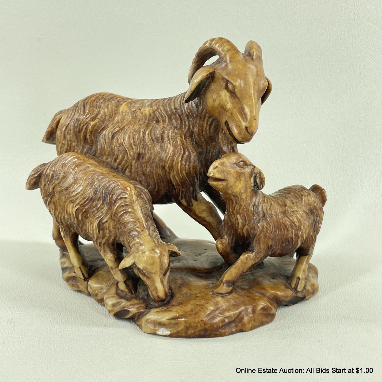 Carved Jadeite Goat Carving 4.5" X 5.5" #27597 | Auctionninja.com