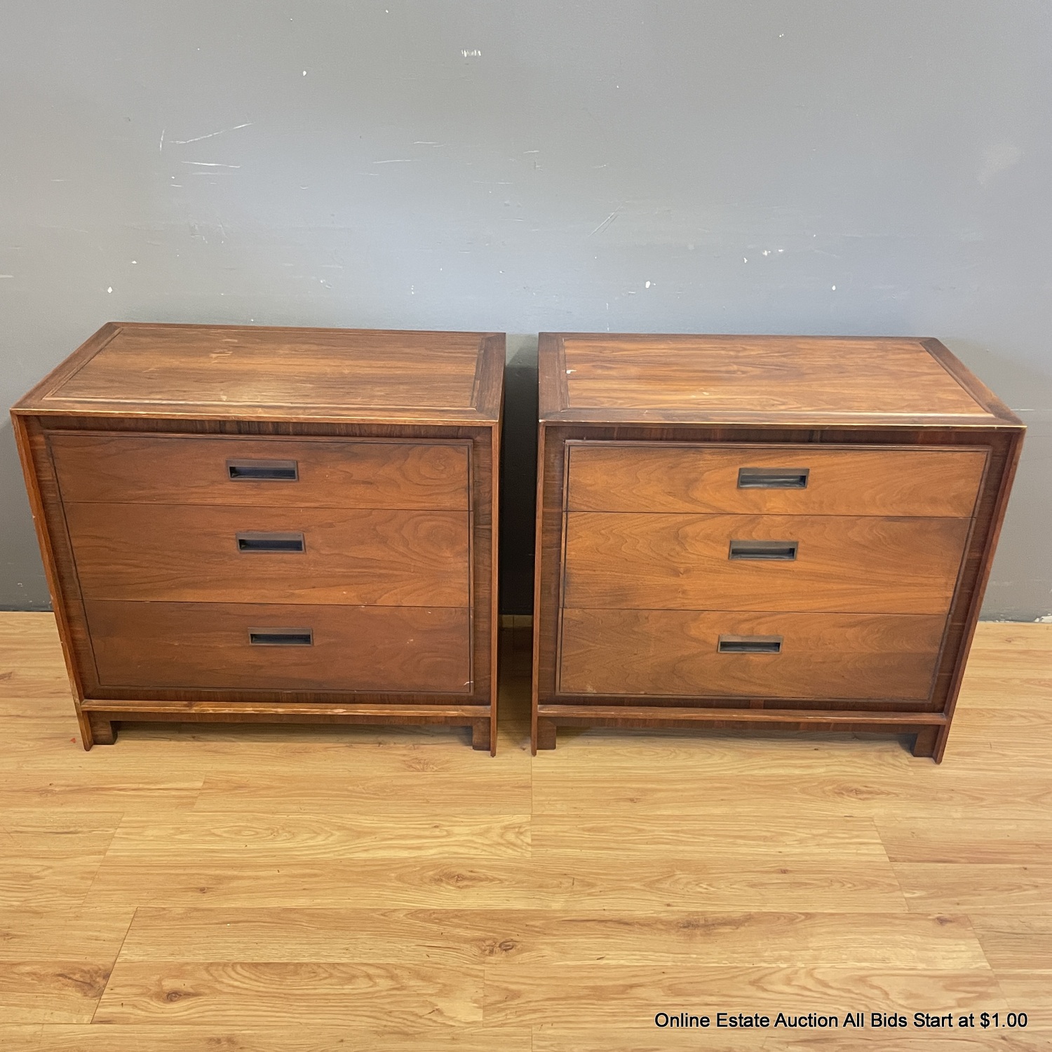 Pair Of Mid Century Glenn Of California Teak Three-drawer Nightstands ...
