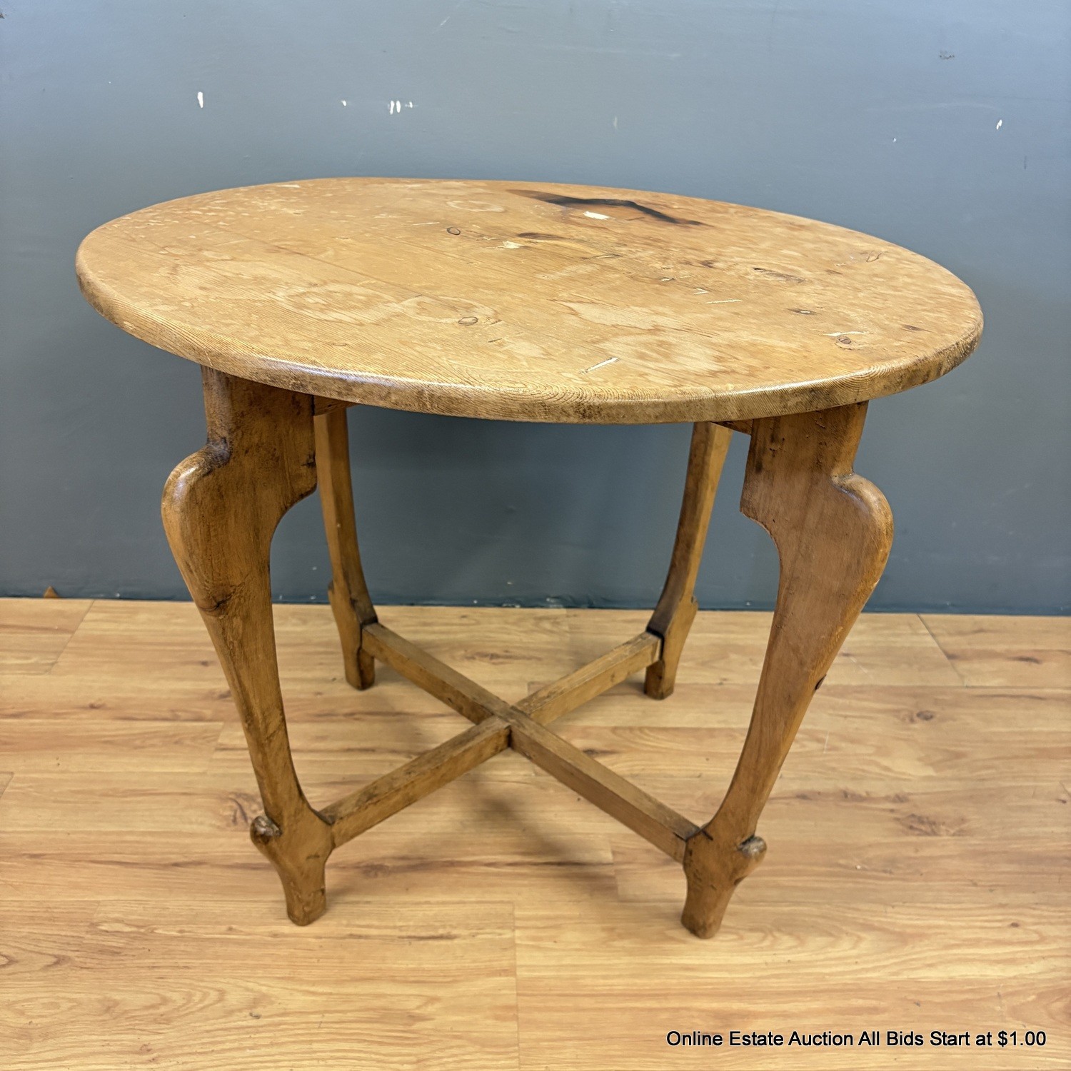 Antique Pine Round Side Table With Shaped Legs (LOCAL PICK UP ONLY ...