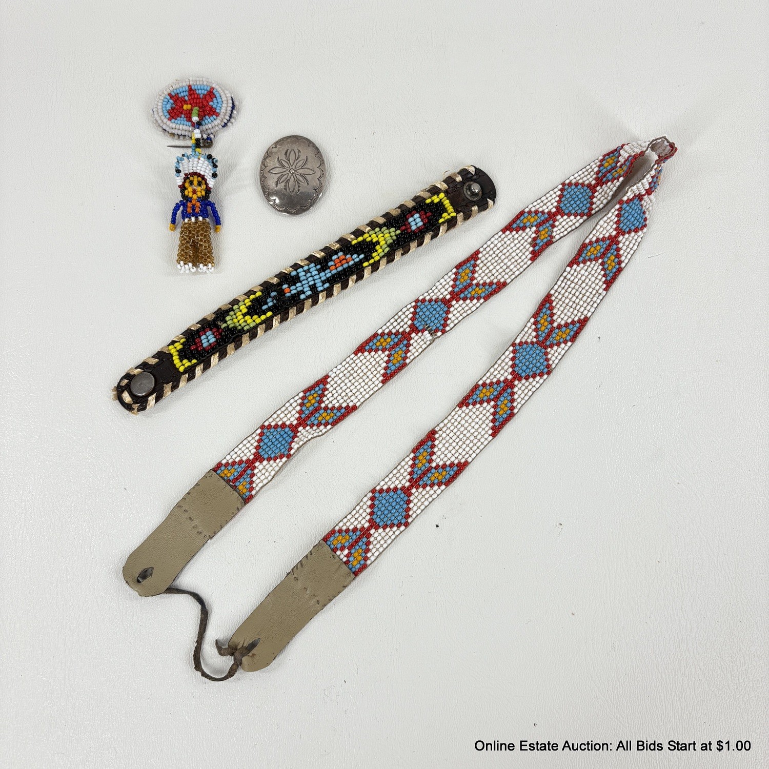 Handmade Beaded Accessories Including 21" Necklace, Bracelet, And Pin ...