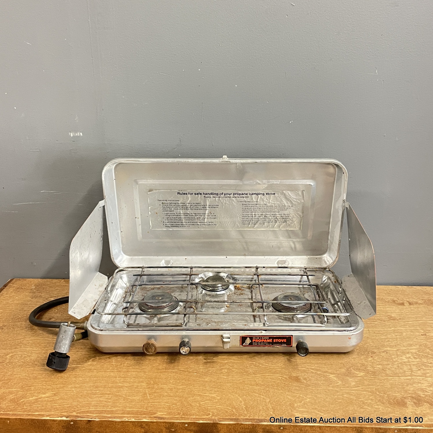 Vintage Sears Roebuck 3 Burner Propane Camp Stove With Hose (LOCAL ...