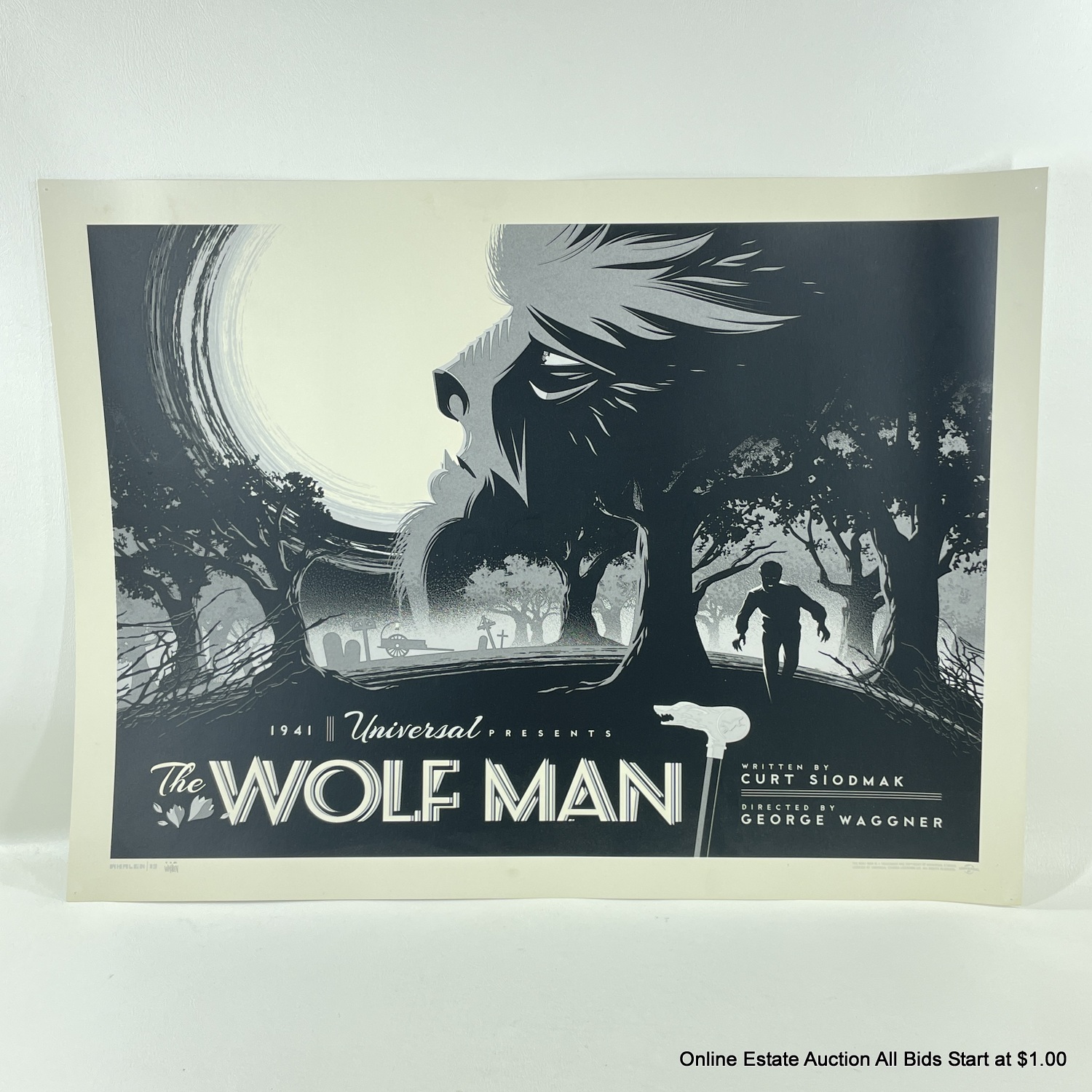 Tom Whalen Pencil Signed The Wolf Man 1941 Poster Art Screen Print ...