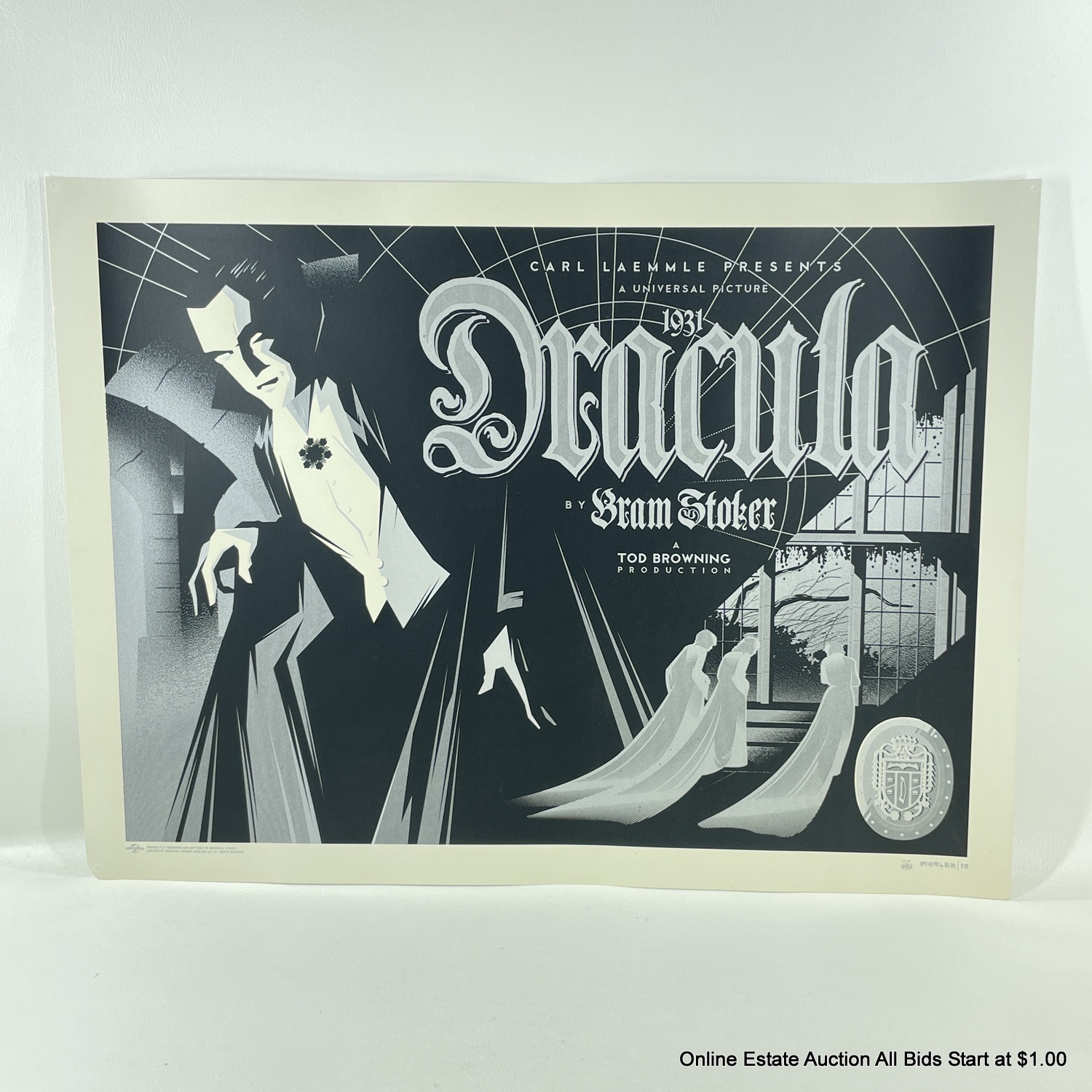 Tom Whalen Pencil Signed Dracula By Bram Stoker 1931 Poster Art Screen ...
