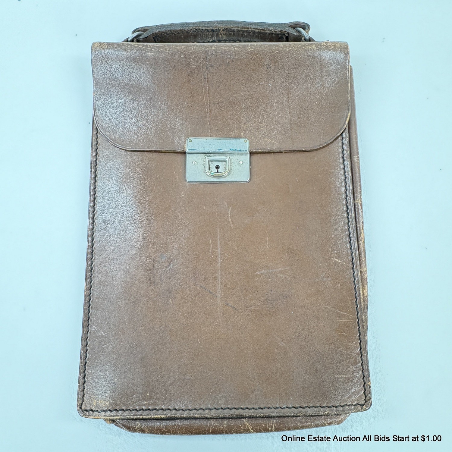 Vintage Brown Leather Field Map Case Bag #47712 | Auctionninja.com