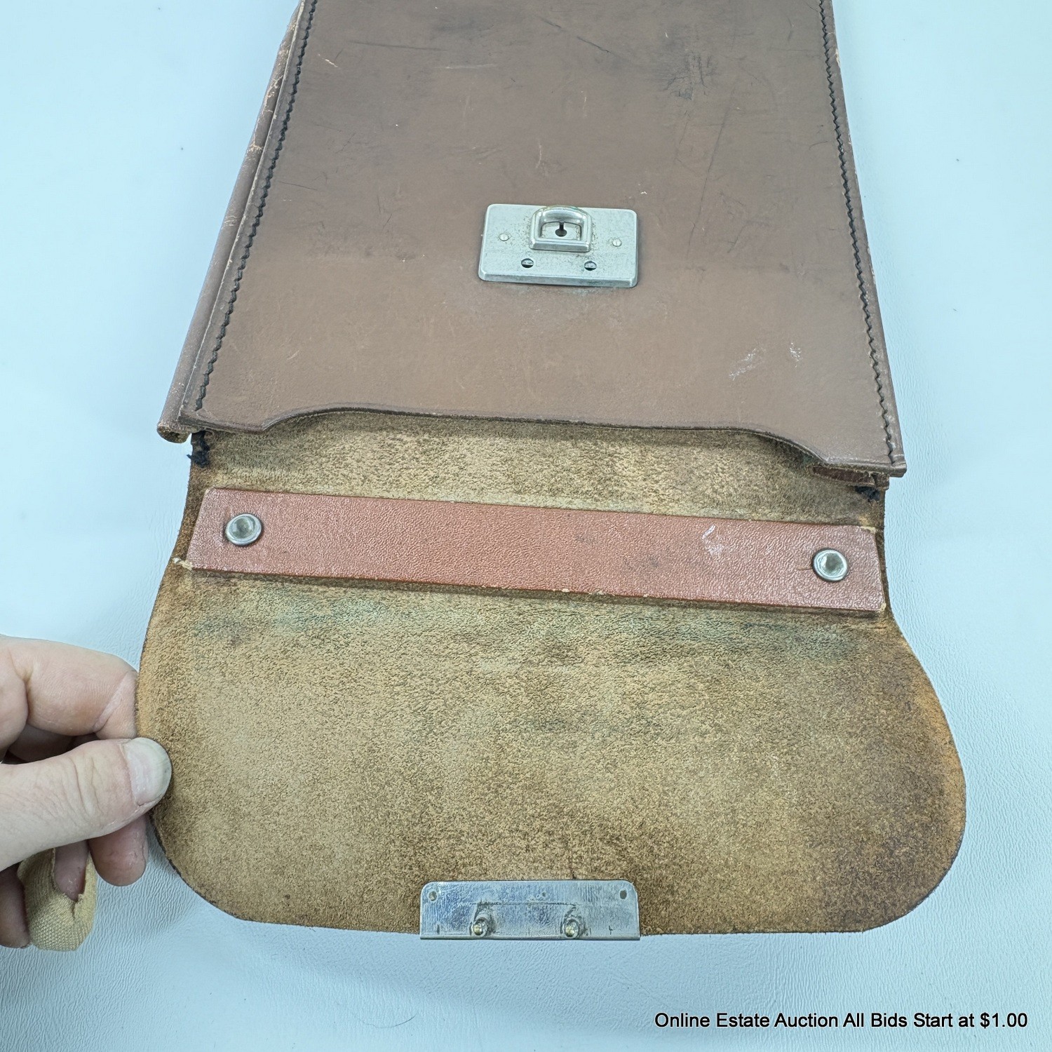 Vintage Brown Leather Field Map Case Bag #47712 | Auctionninja.com