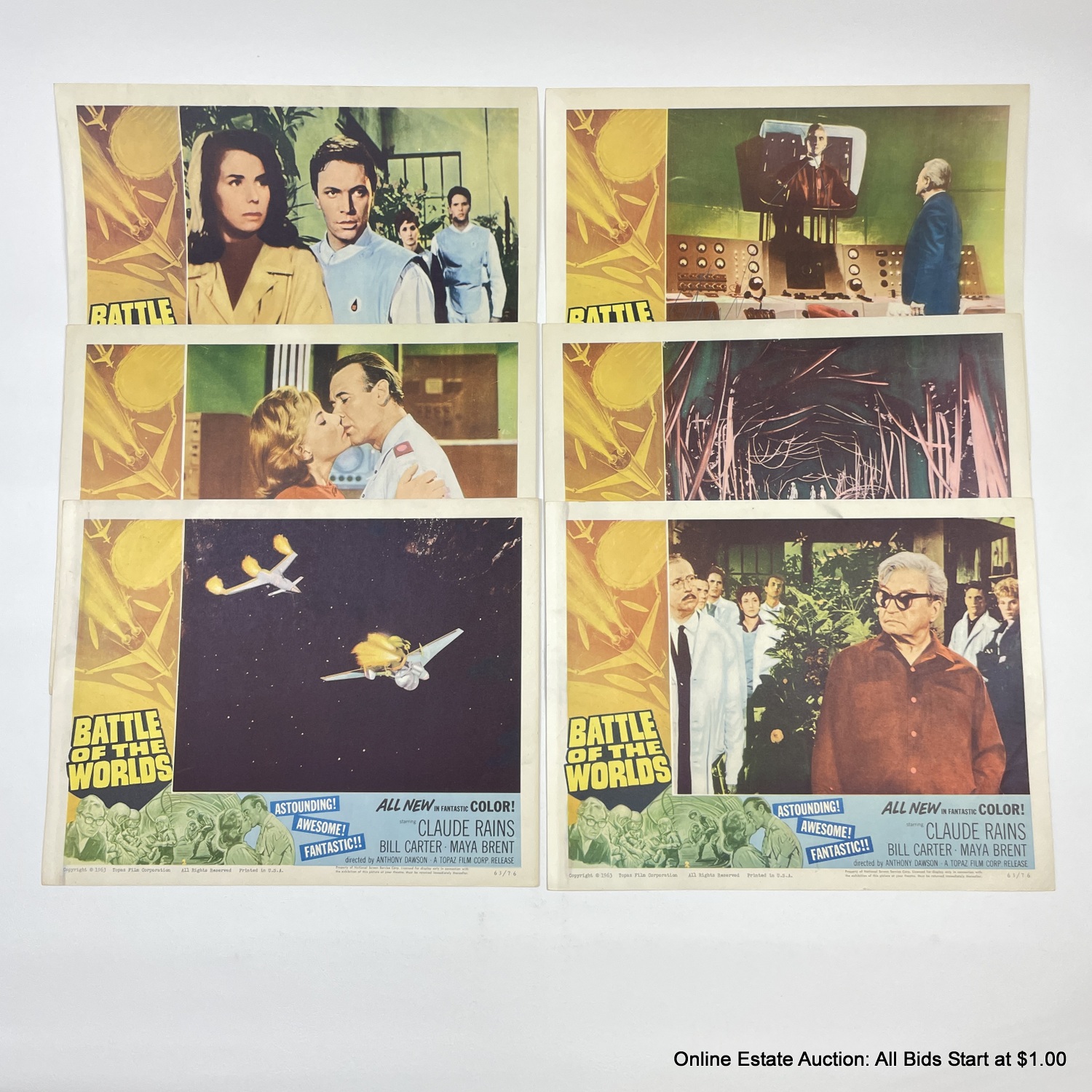 Vintage Movie Lobby Card 6-Piece Set :Battle Of The Worlds: Claude ...