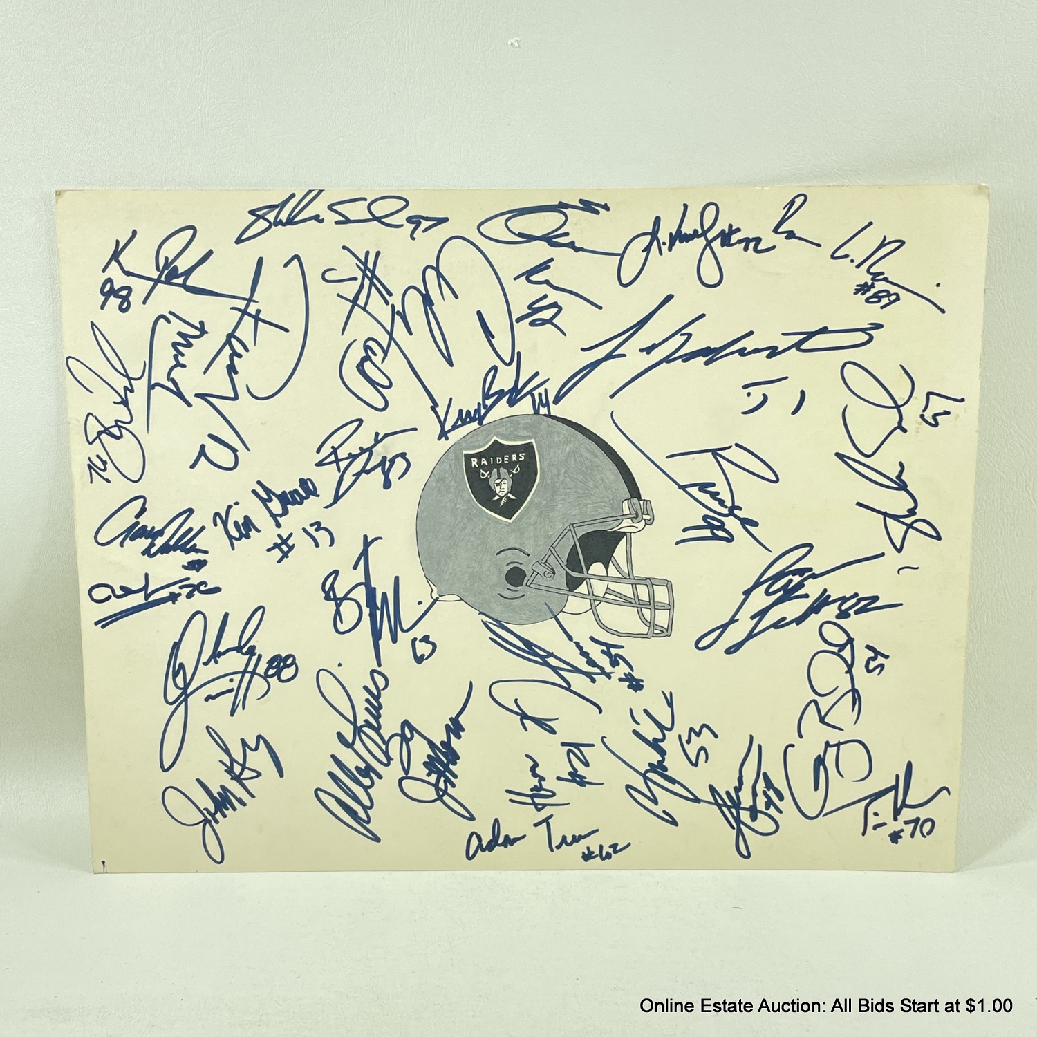 Raiders Signed Mat Including Adam Treu, Kevin Johnson, Rickey Dudley ...