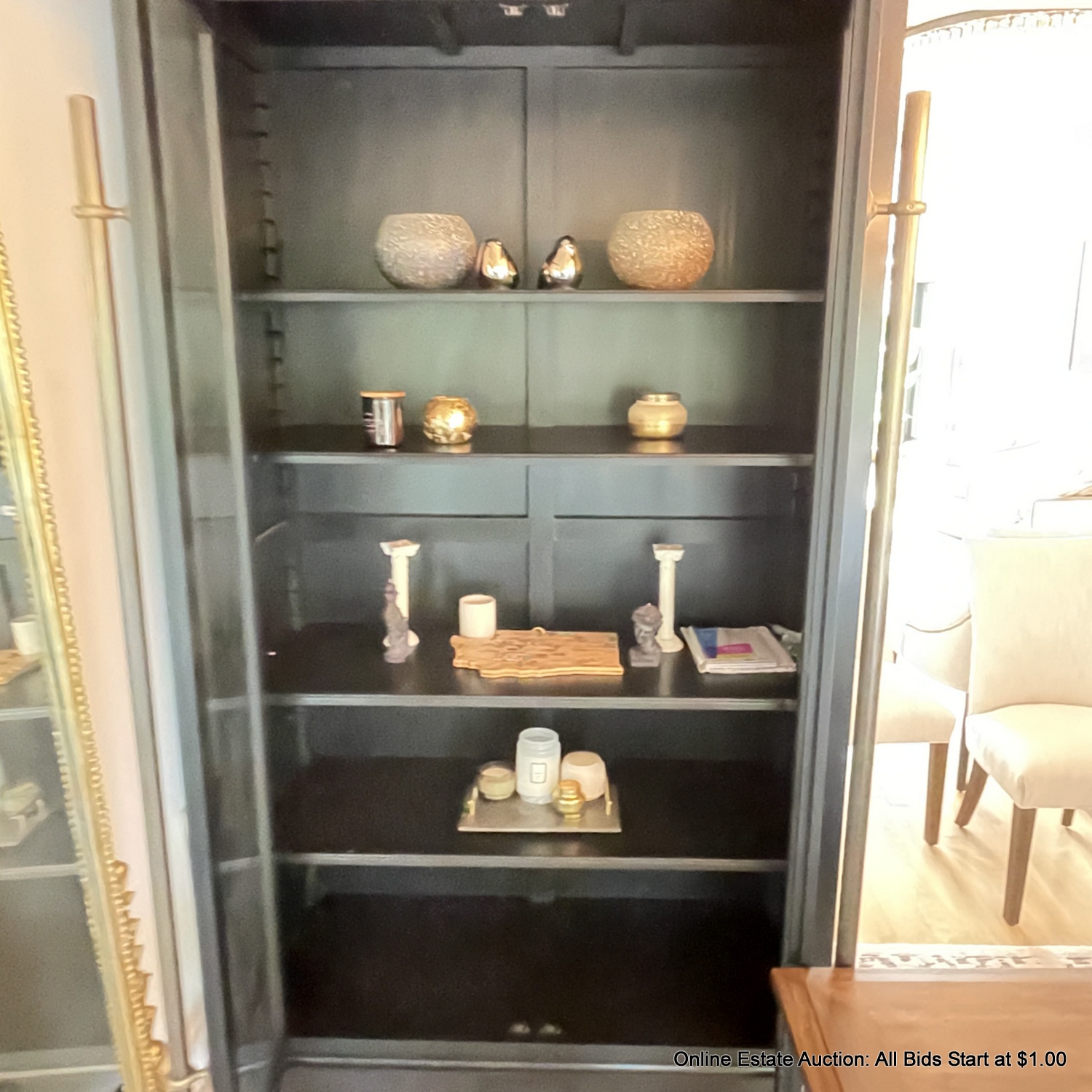Restoration Hardware Black 2-Door Bar Pull Glass Front Display Cabinet ...