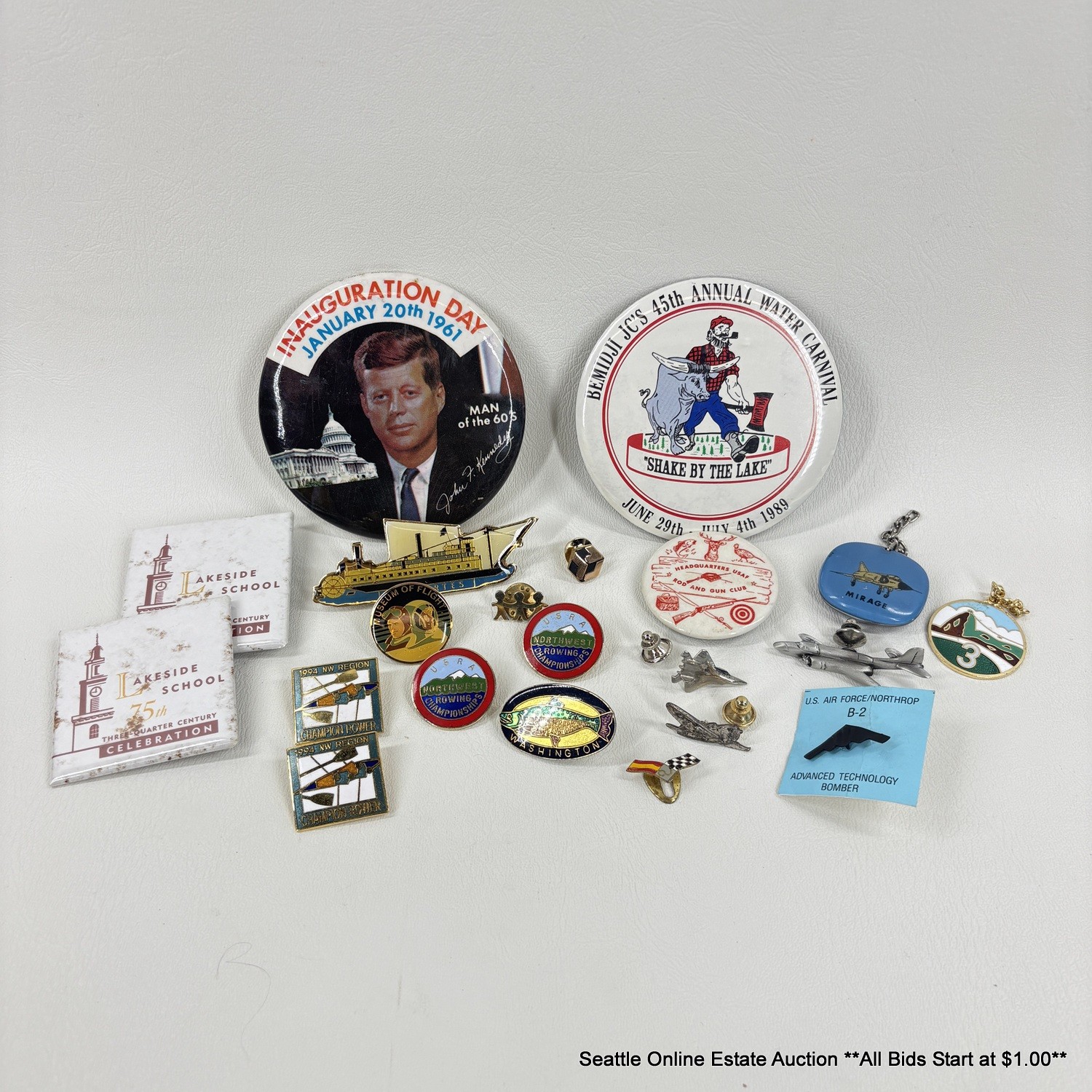 Assorted Vintage Buttons And Pins Including JFK Inauguration Button ...