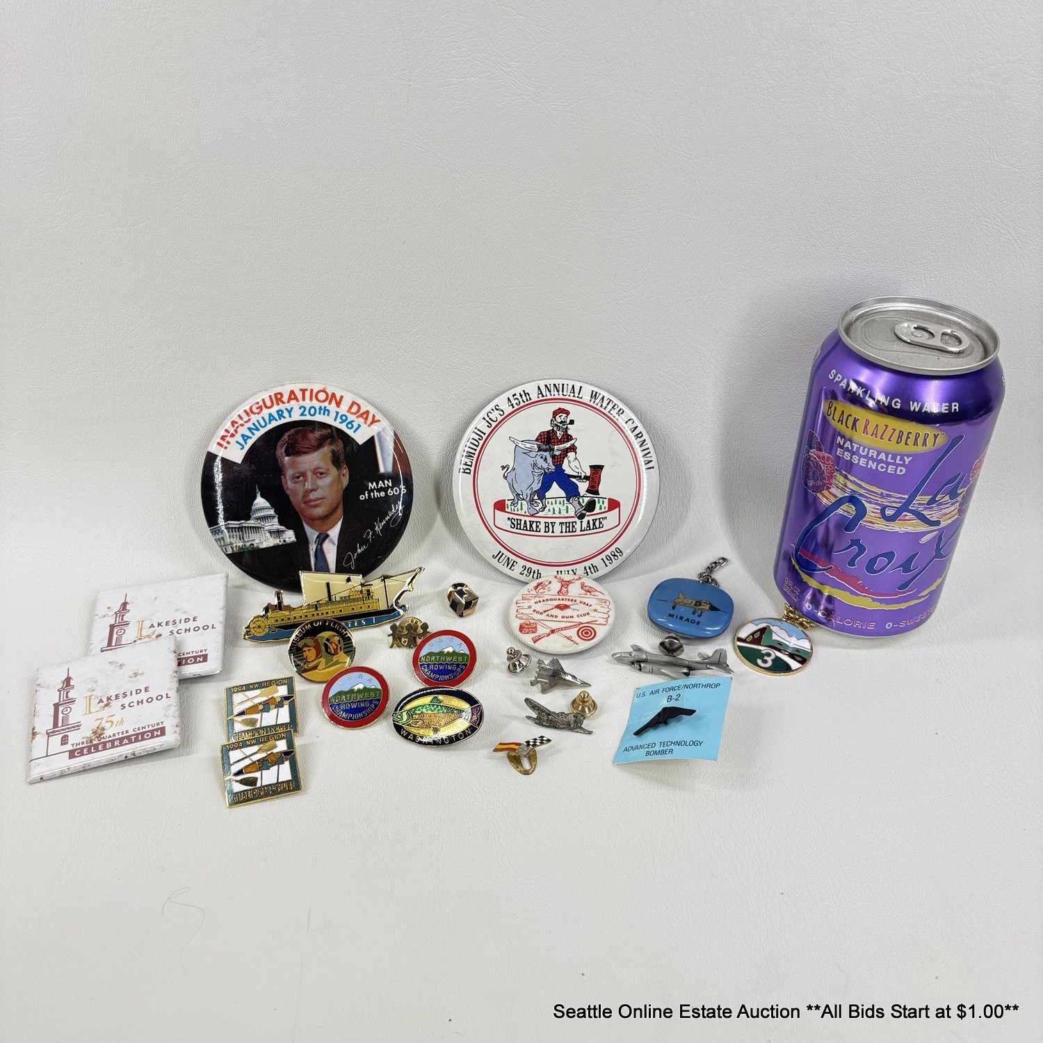 Assorted Vintage Buttons And Pins Including JFK Inauguration Button ...