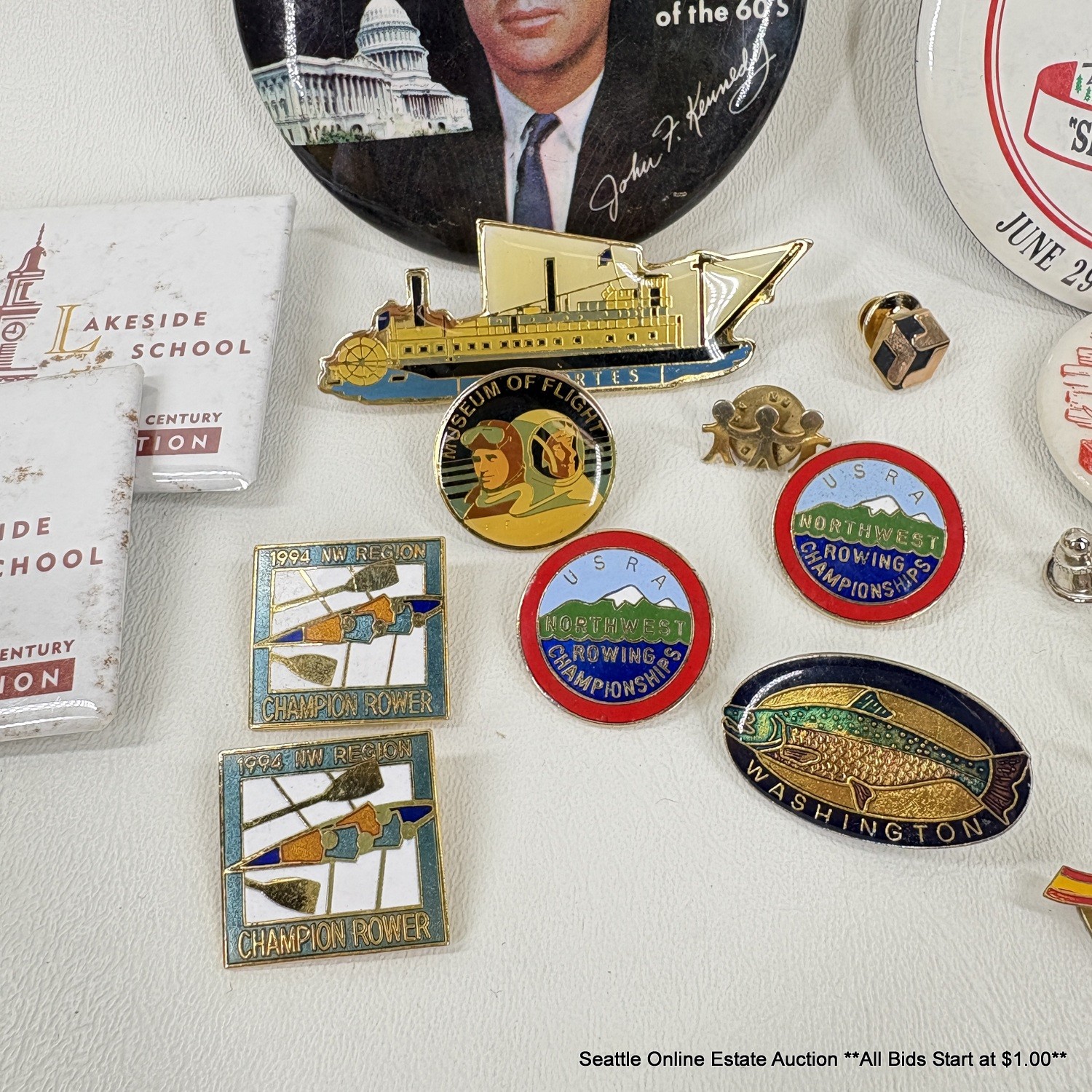 Assorted Vintage Buttons And Pins Including JFK Inauguration Button ...