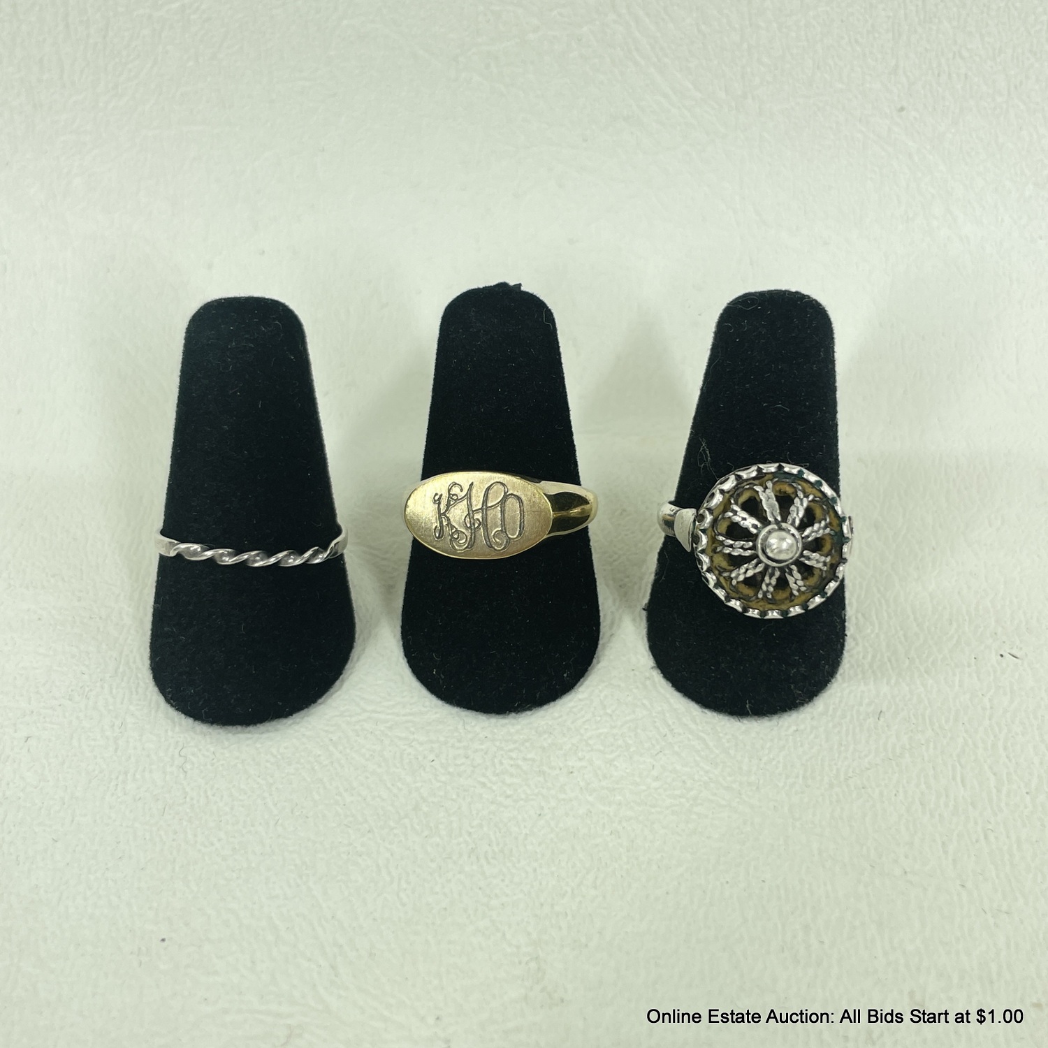 3 Sterling Silver Rings Total Weight 9 Grams #38505 | Auctionninja.com