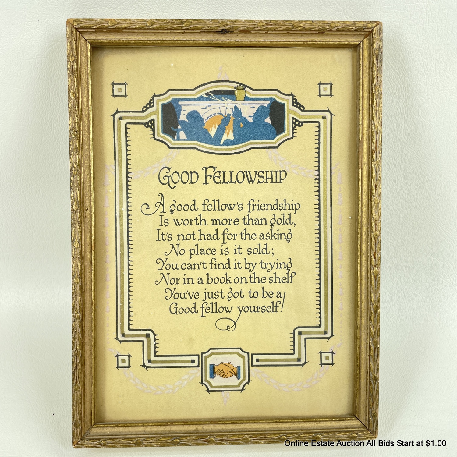 Good Fellowship Poem In Frame #34934 | Auctionninja.com