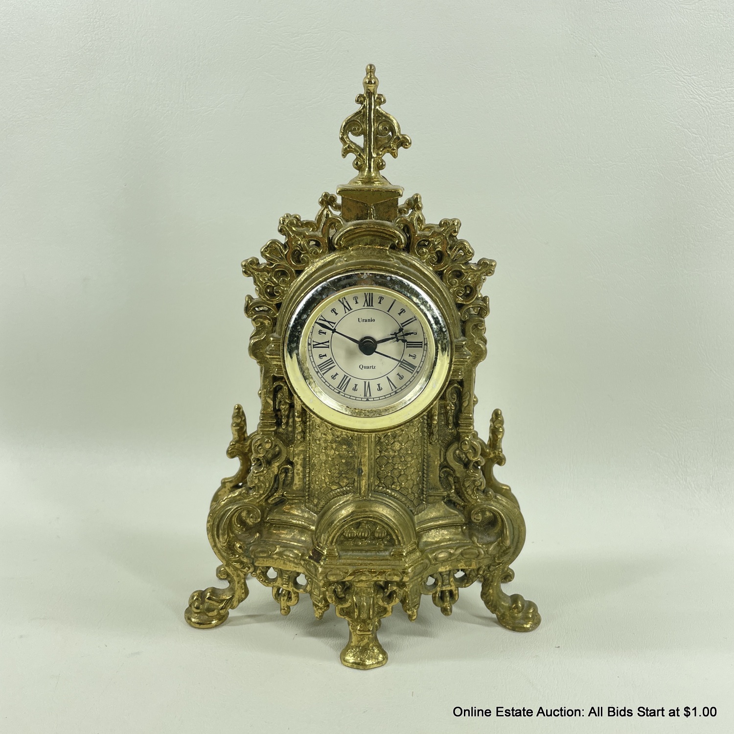 Vintage Uranio German Quartz Renaissance Gold Plated Mantle Clock ...
