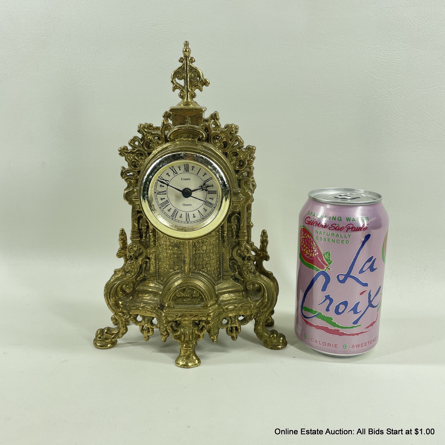 Vintage Uranio German Quartz Renaissance Gold Plated Mantle Clock ...