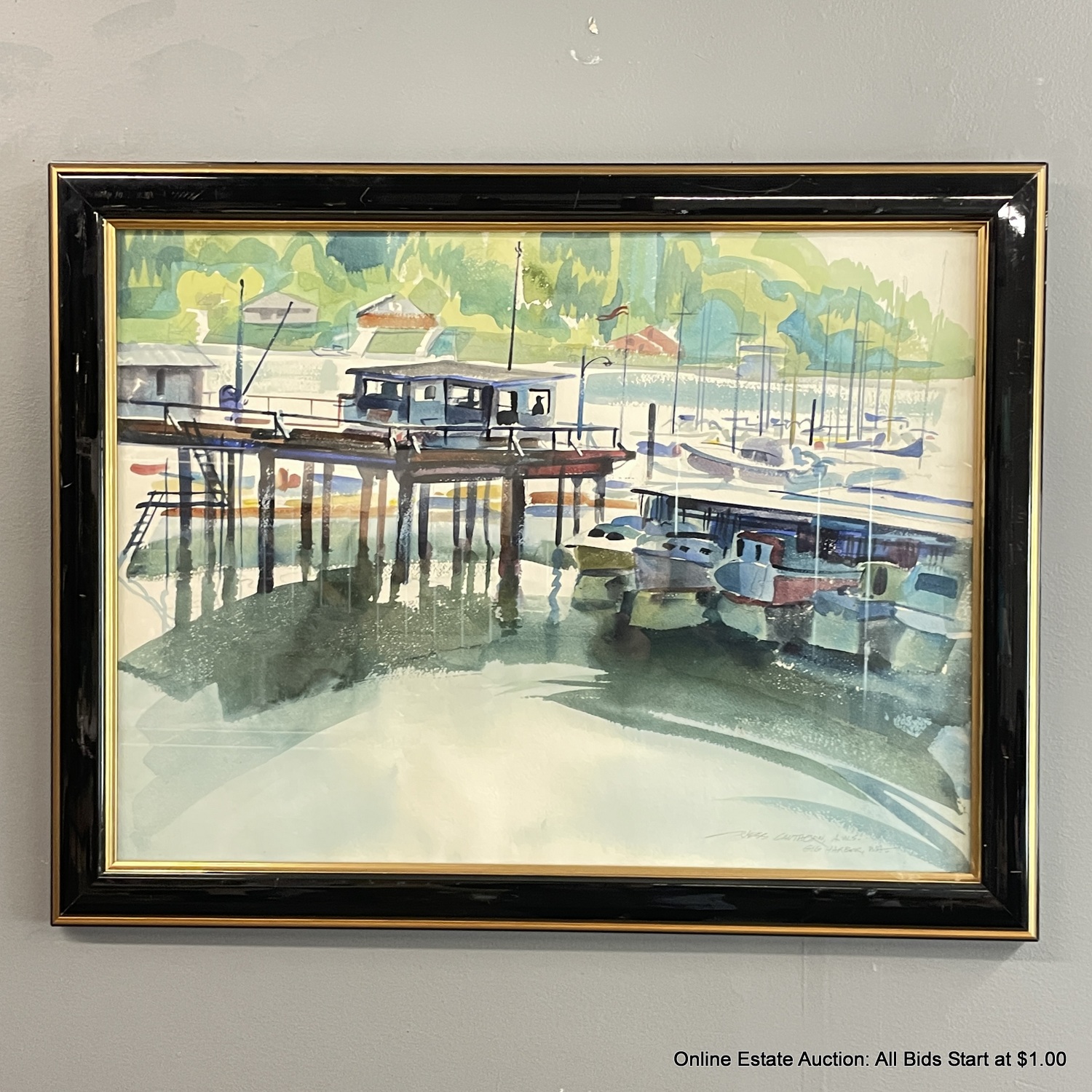 PNW Artist Jess Cauthorn Signed Watercolor Painting Of Gig Harbor ...