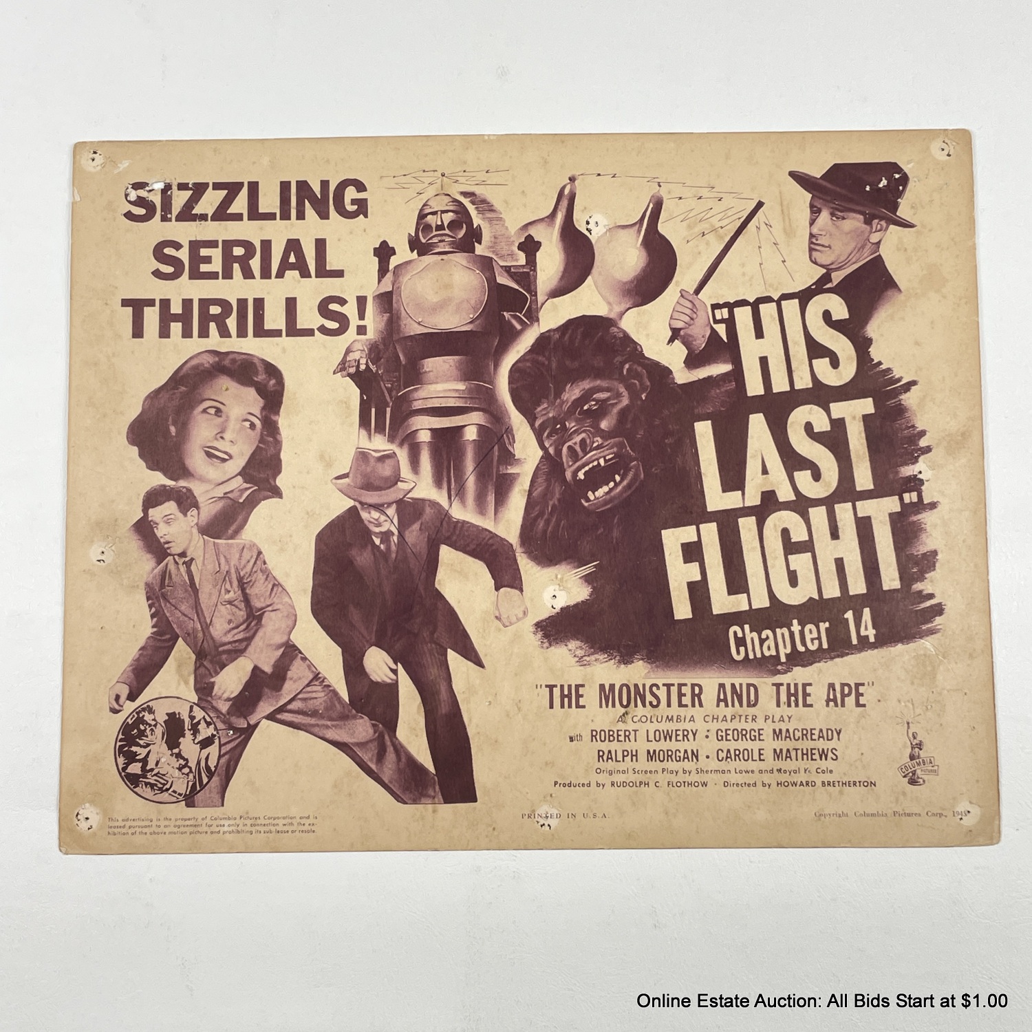 Vintage Movie Lobby Card: The Monster And The Ape-Chapter 14 His Last ...