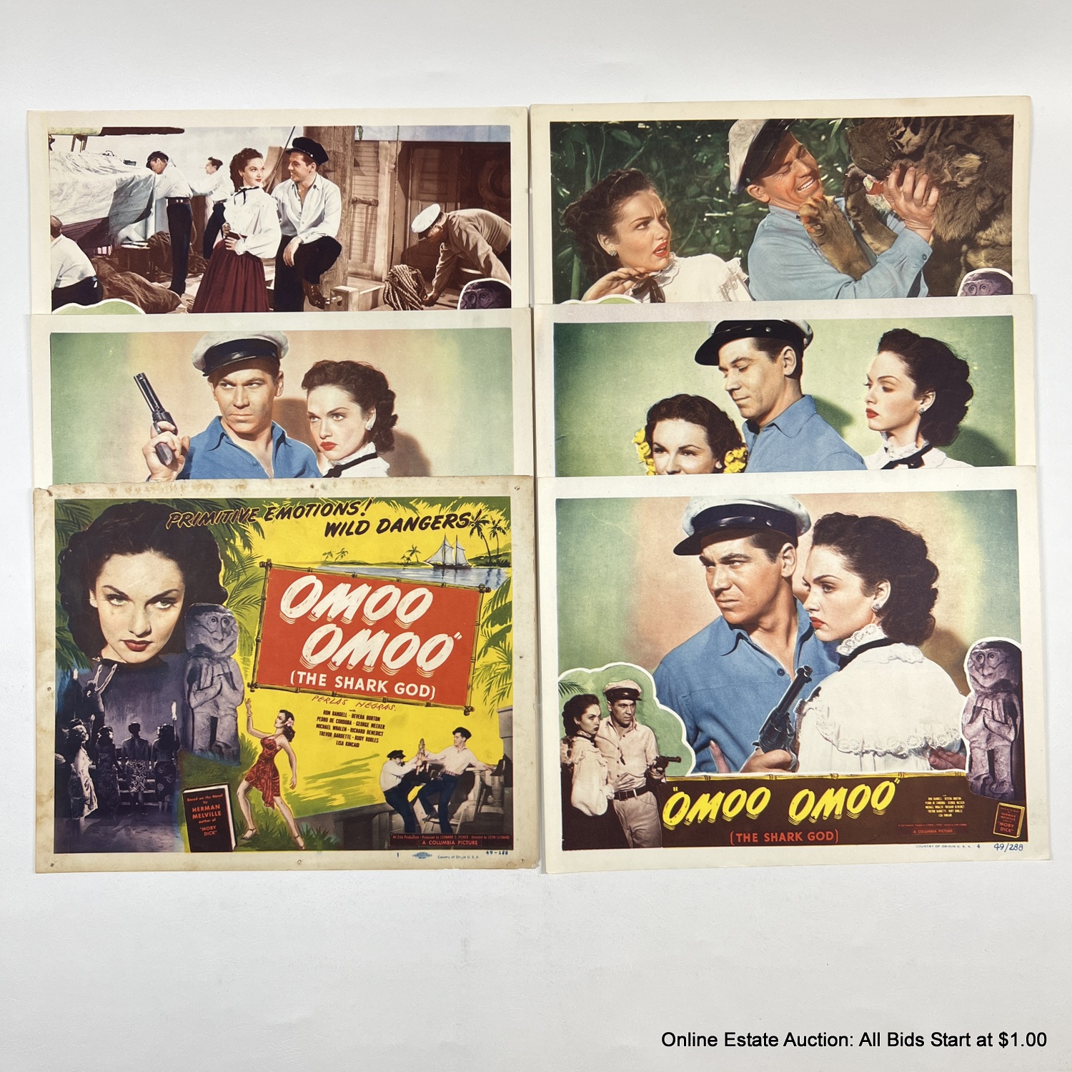 Vintage Movie Lobby Cards 6-Piece Set: Omoo Omoo-The Shark God: Ron Randell 1949 #34001 ...