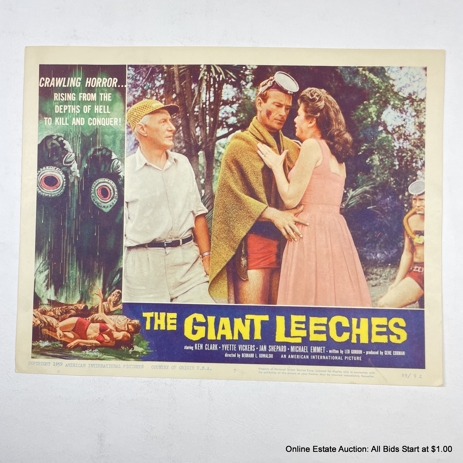 Vintage Movie Lobby Card: The Giant Leeches: Ken Clark 1959 #35058 ...