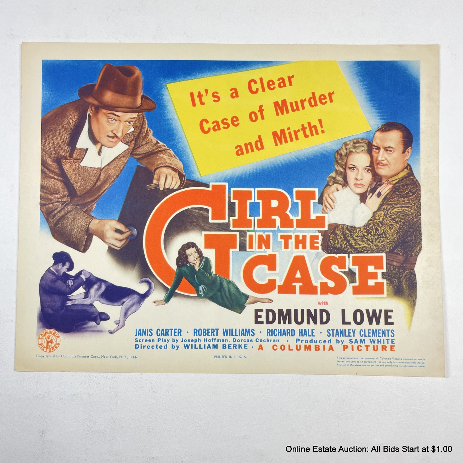 Vintage Movie Lobby Card: Girl In The Case: Edmund Lowe 1944 #35060 ...