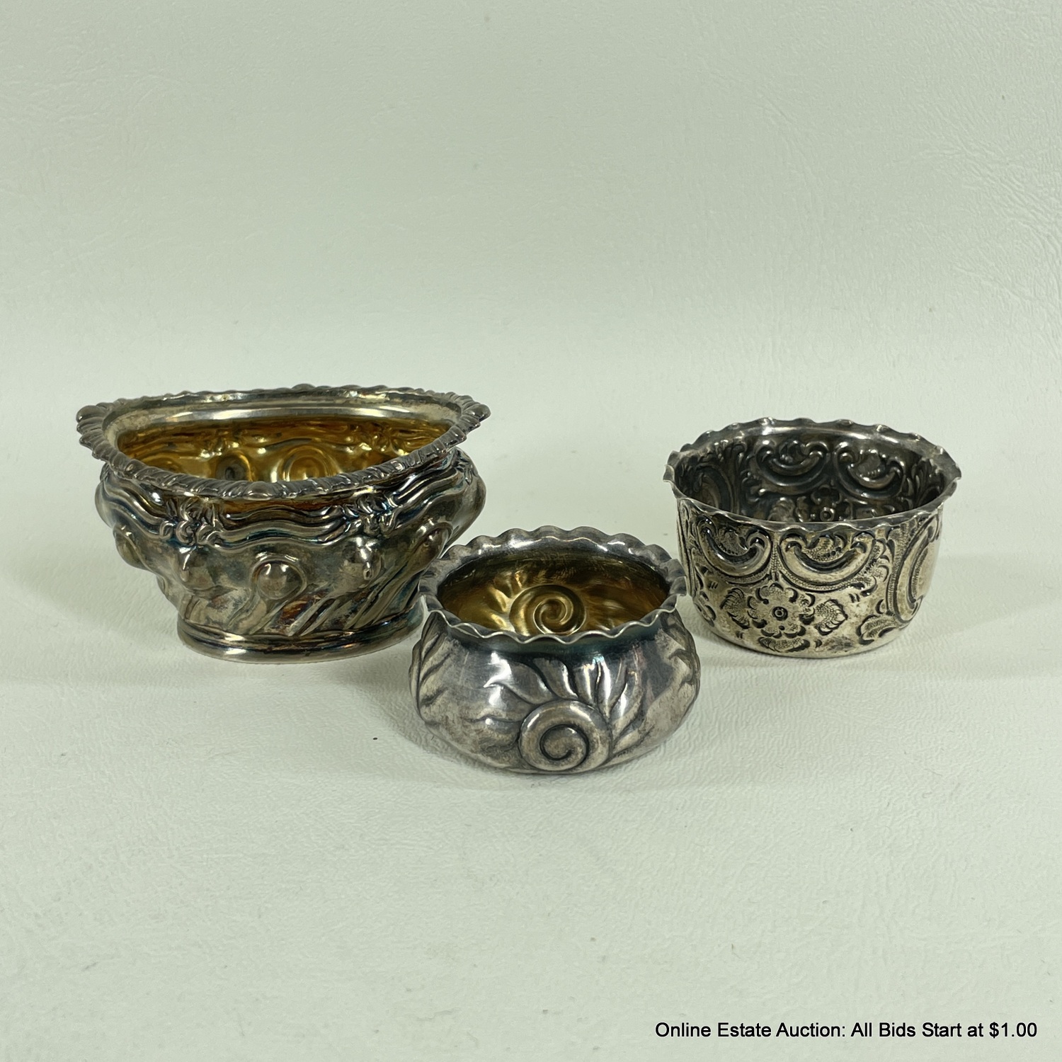 Two English Sterling Silver Salt Cellars & Wallace Silverplated #35981 ...