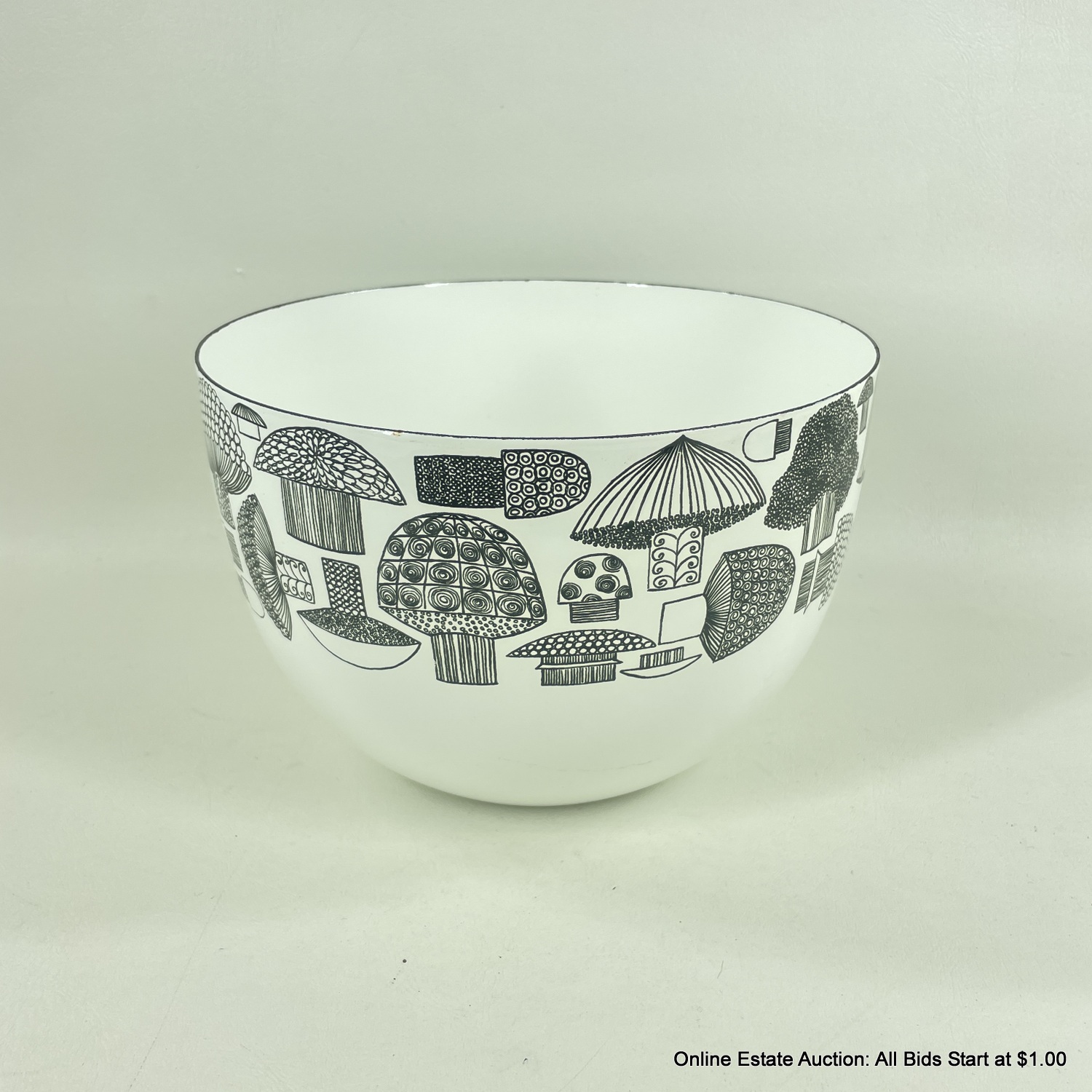 Finel Finland White Enamel Bowl With Mushroom Design #36052 ...