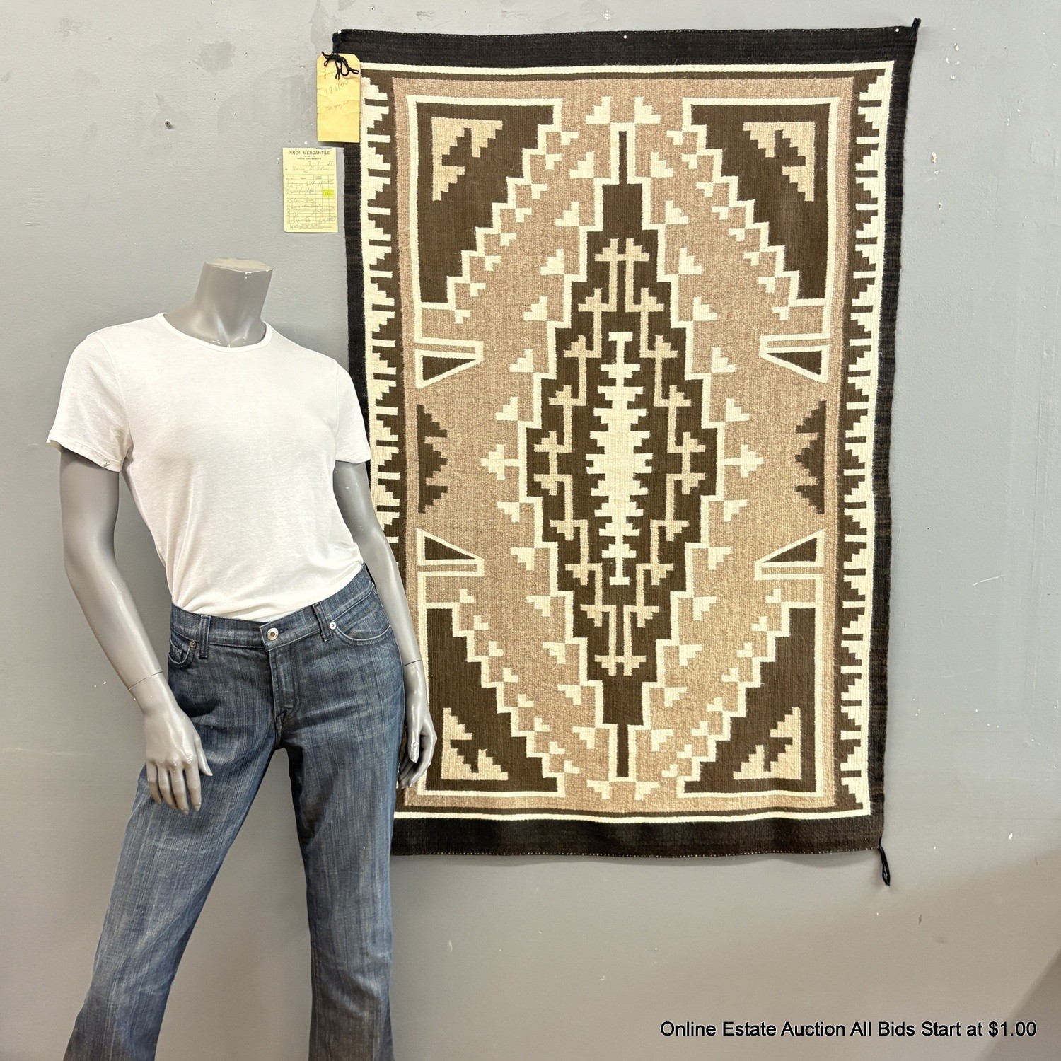 Lucille Silver Navajo Rug Two Grey Hills Navajo 52.75" Wool #42723 ...