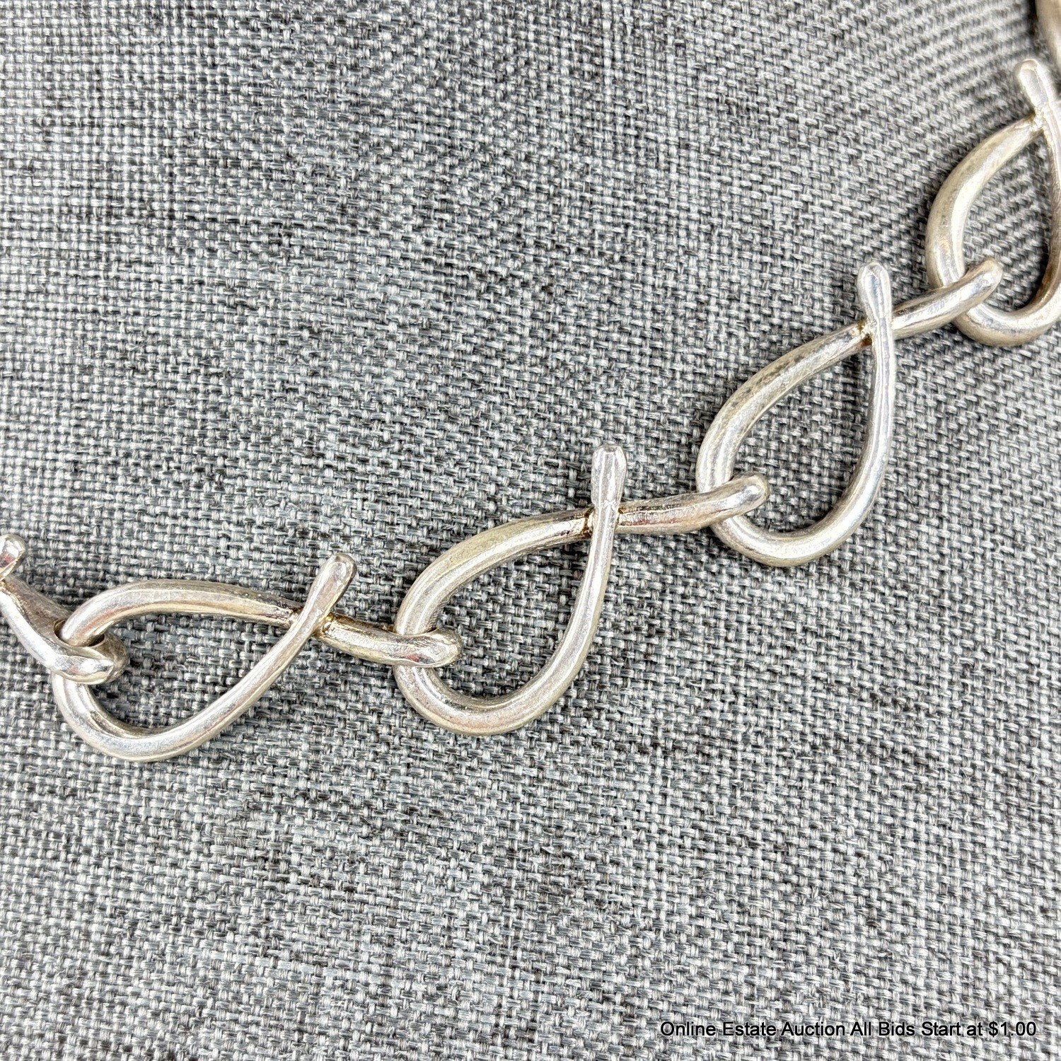 Mexican Sterling Silver Oval Chain 18" Choker Necklace With Toggle ...